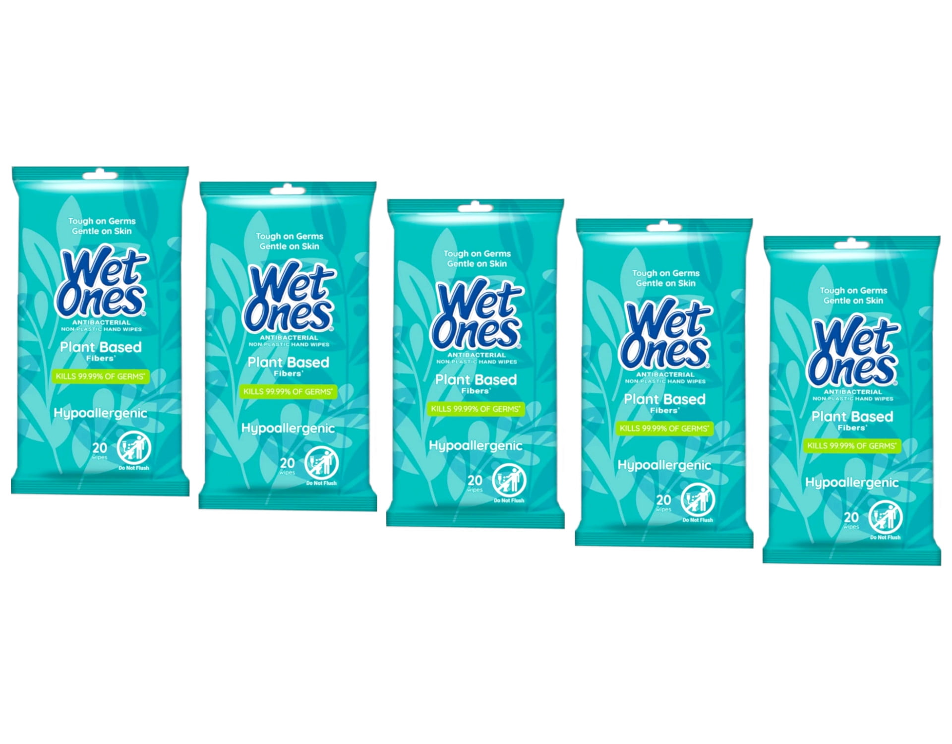 Wet Ones Antibacterial Plant Based Fiber Hypoallergenic Hand Wipes, 20 ...