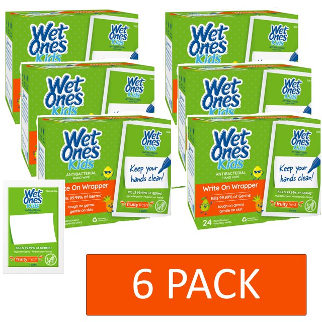 Wet Ones Kids Writable Wrapper Antibacterial Hand Wipe Singles, 24 Ct ...