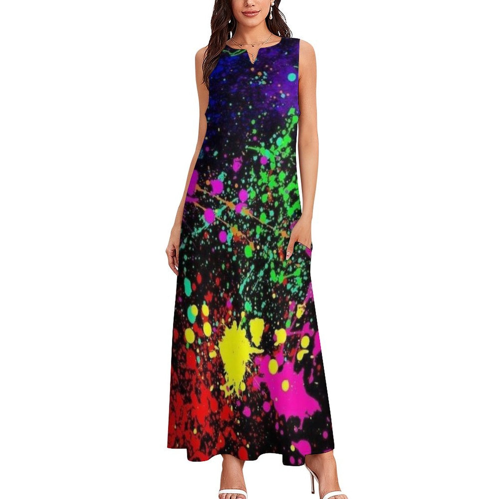 Wet Paint Retro Color Splash Long Dress Luxury Woman Evening Dress Long ...