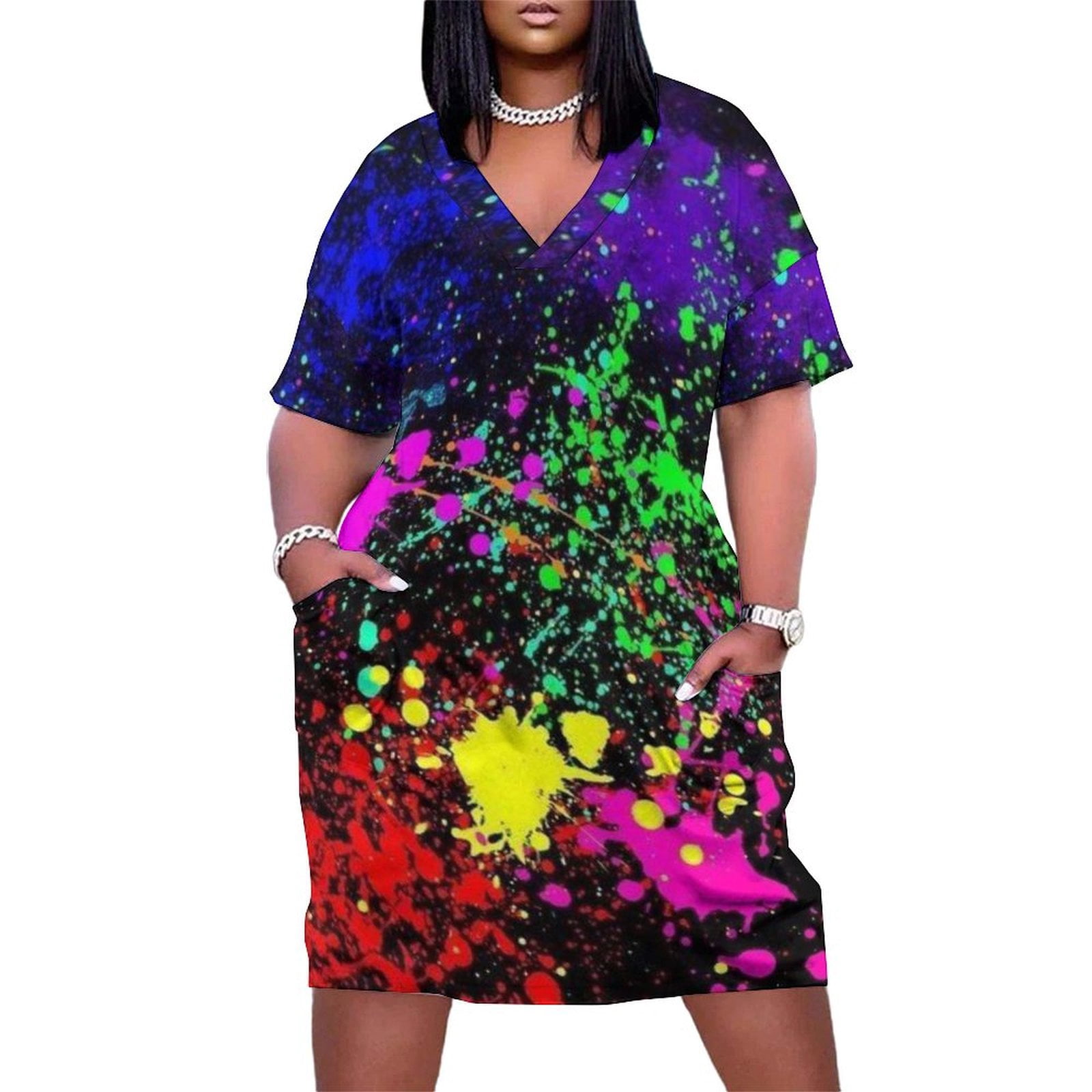 Wet Paint Retro Color Splash Summer Dresses for Women Plus Size ...
