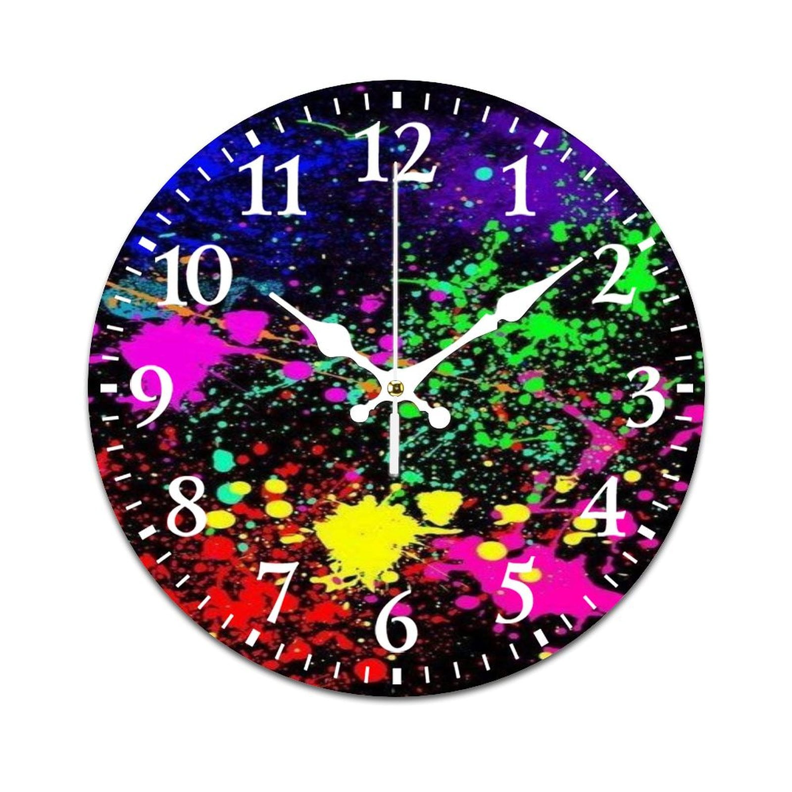 Wet Paint Retro Color Splash Wall Clock Modern Design Clocks Wall Hanging Home Office School ...