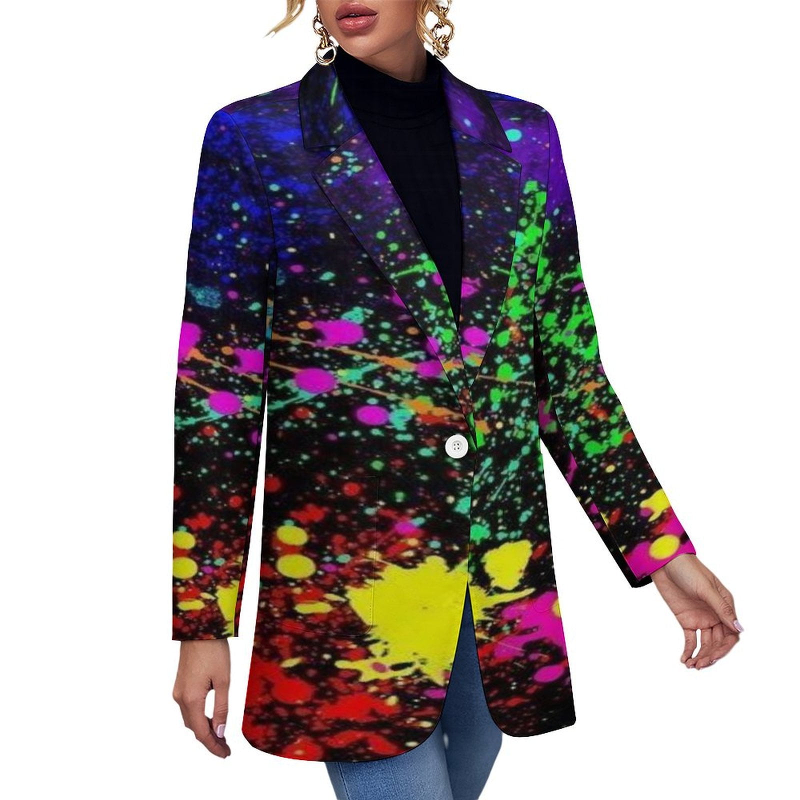 Wet Paint Retro Color Splash Woman Casual Loose Suits Summer Jacket ...