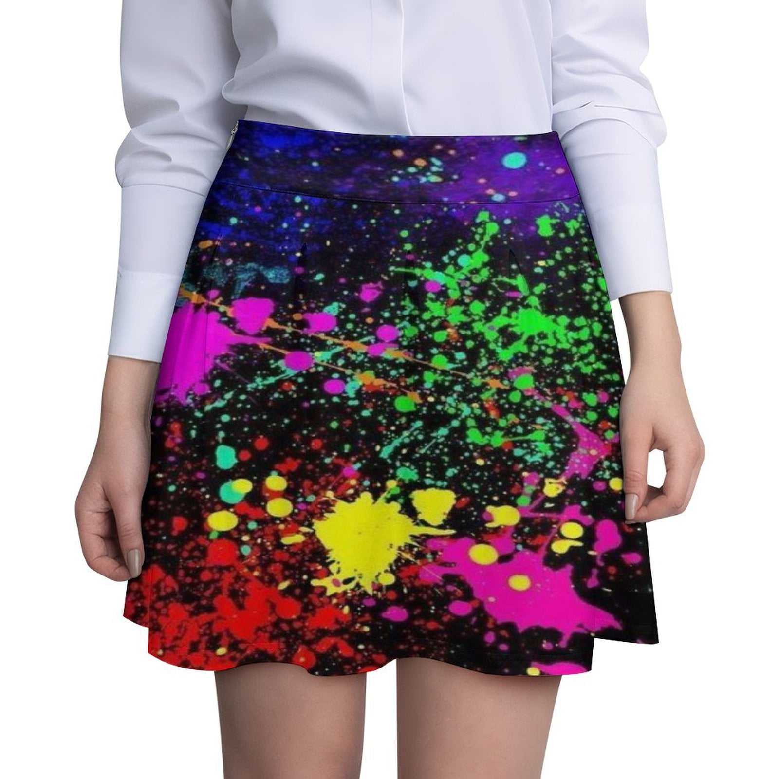 Wet Paint Retro Color Splash Women's Casual Mini Skirt Invisible Zipper ...