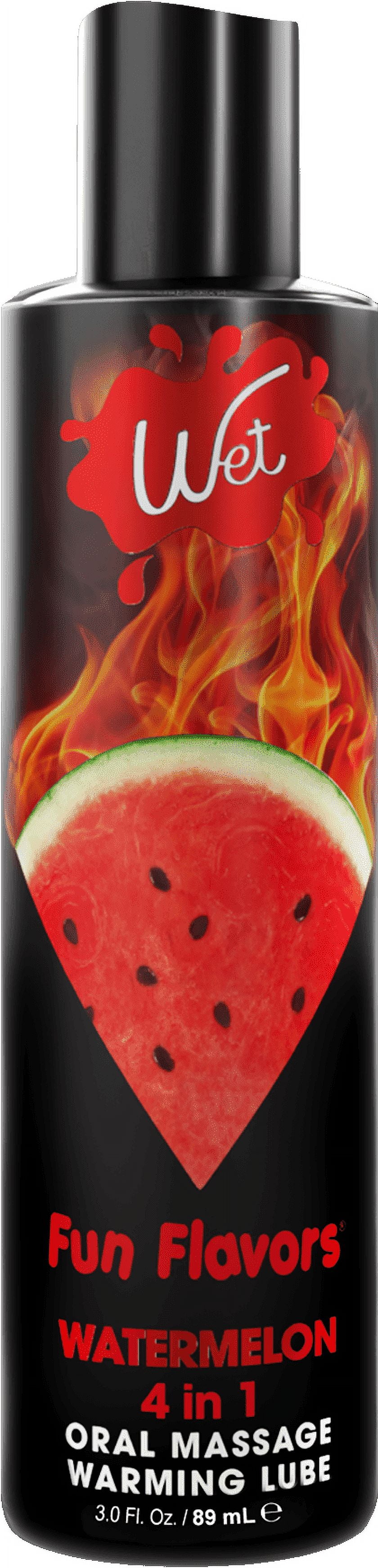 Wet Fun Flavors 4 in 1 Warming Watermelon Lube, 3 Fl Oz, Edible, Gluten ...