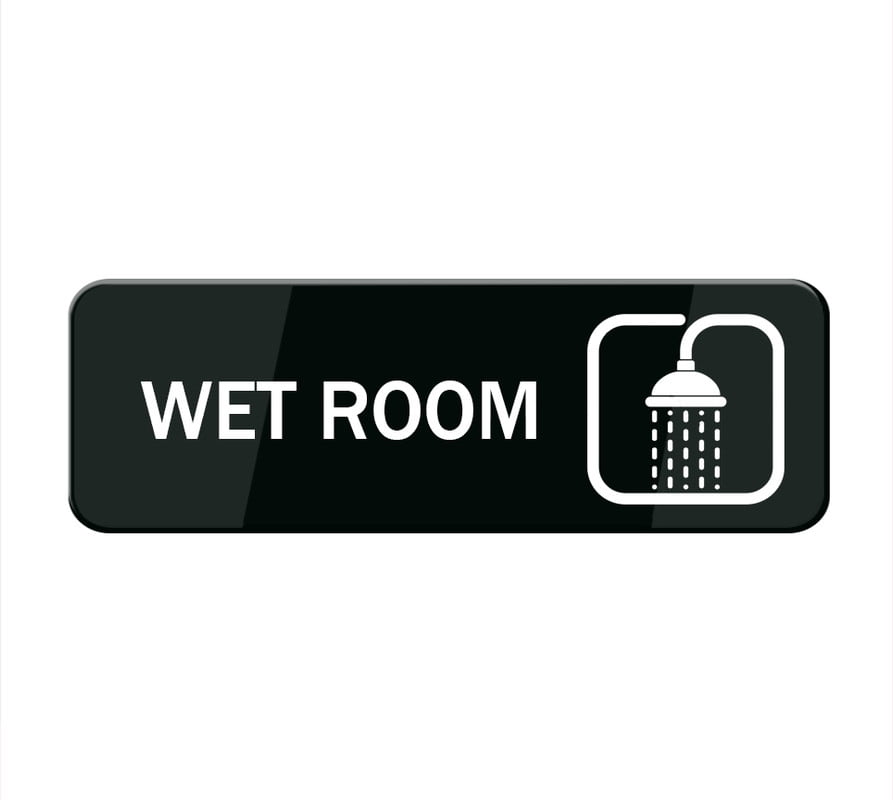 Wet Room Sign, 10 X 3 Inch Acrylic Plastic Sign With Symbols, Self ...