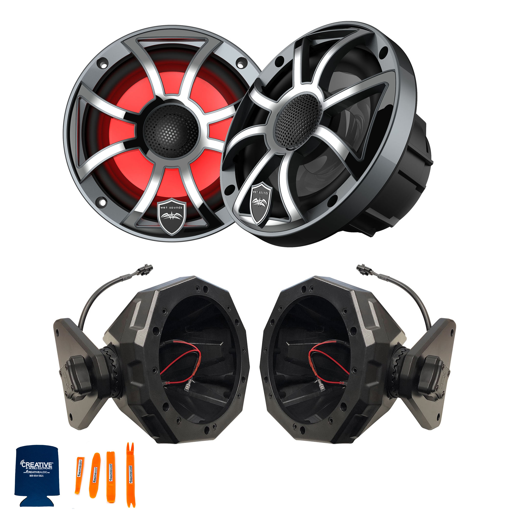 Wet Sounds 1-Pair REVO6-XSG-SS Marine Speakers with SSV JJL-CS65 JEEP ...