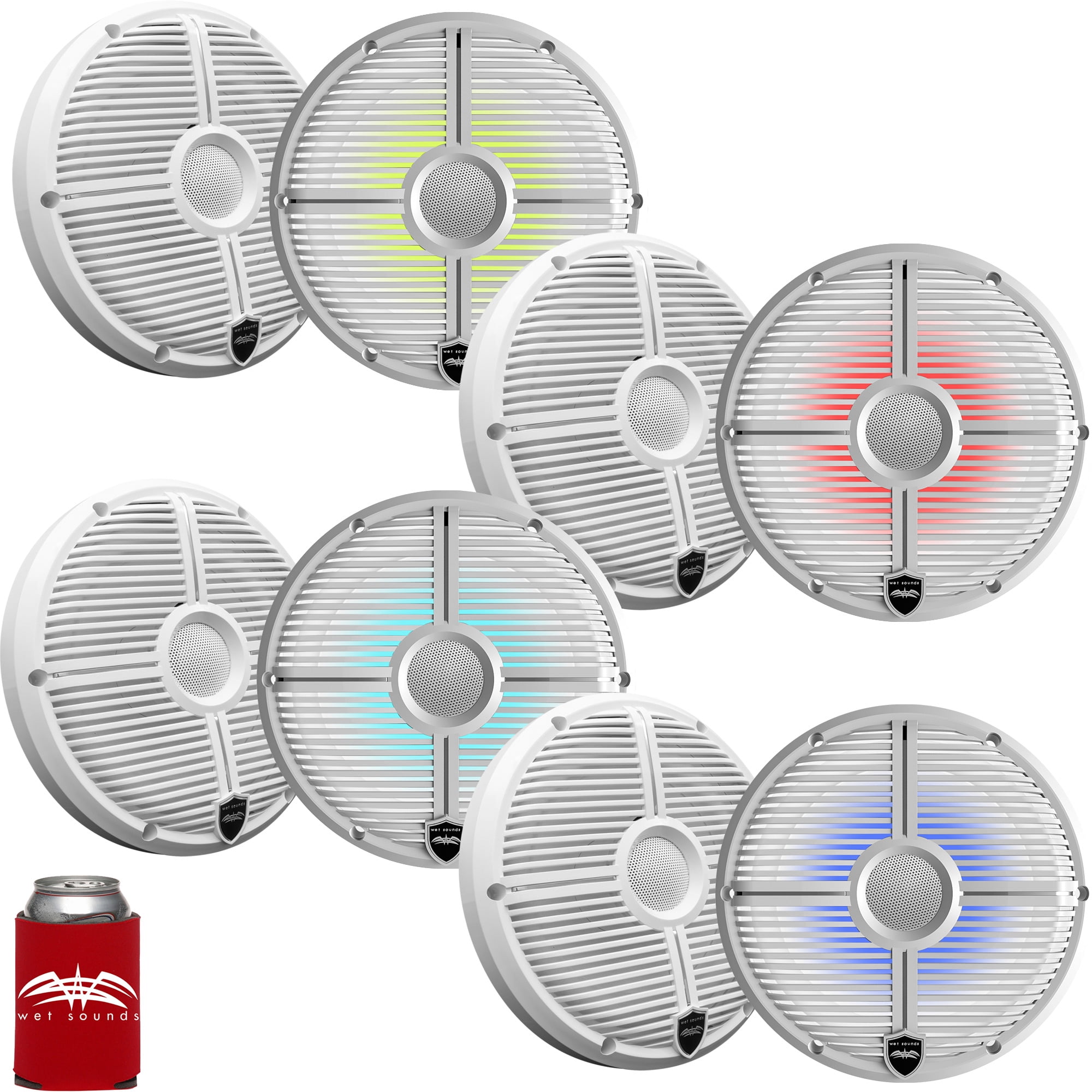 Wet Sounds - Four Pairs Of RECON 8-XWW-RGB 8" Coaxial Speakers w/ White ...