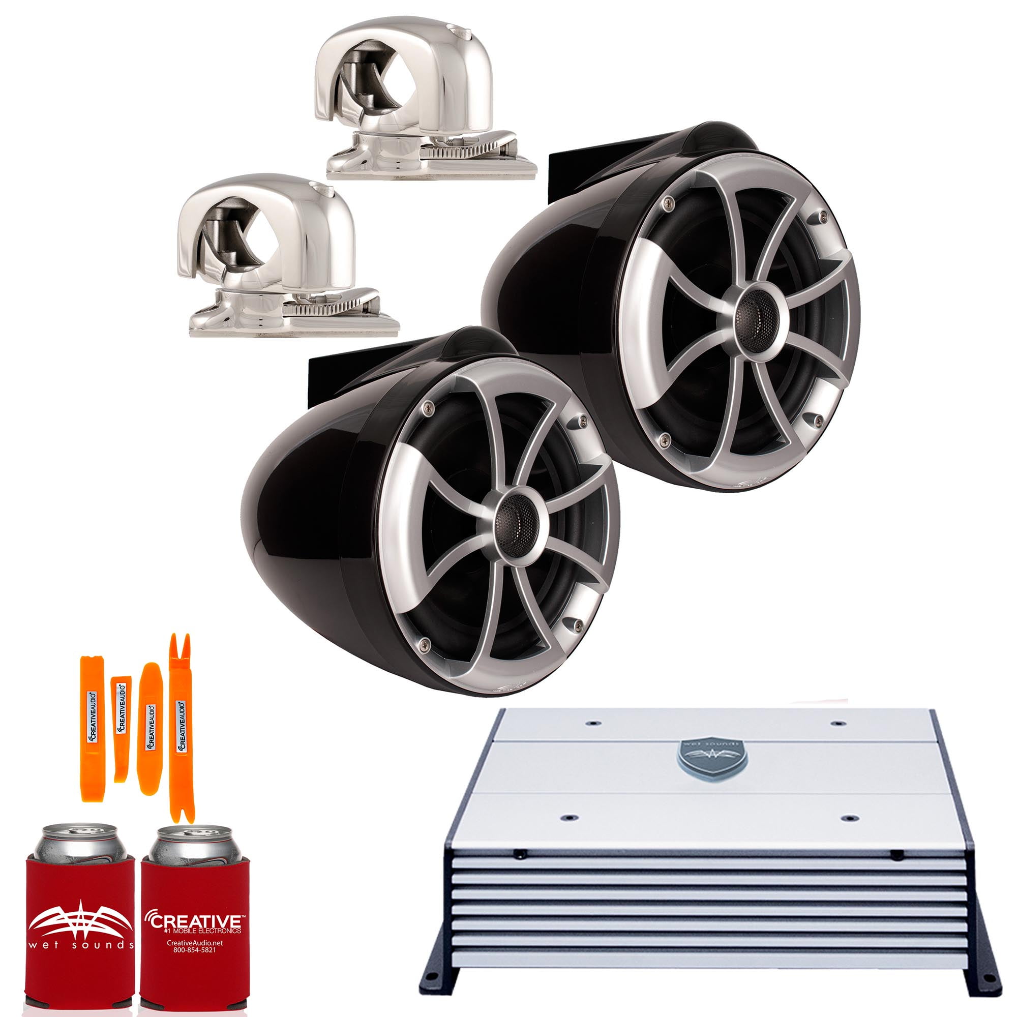 Wet Sounds ICON8B-SMINI Black 8" Tower Speakers with MINI Stainless ...