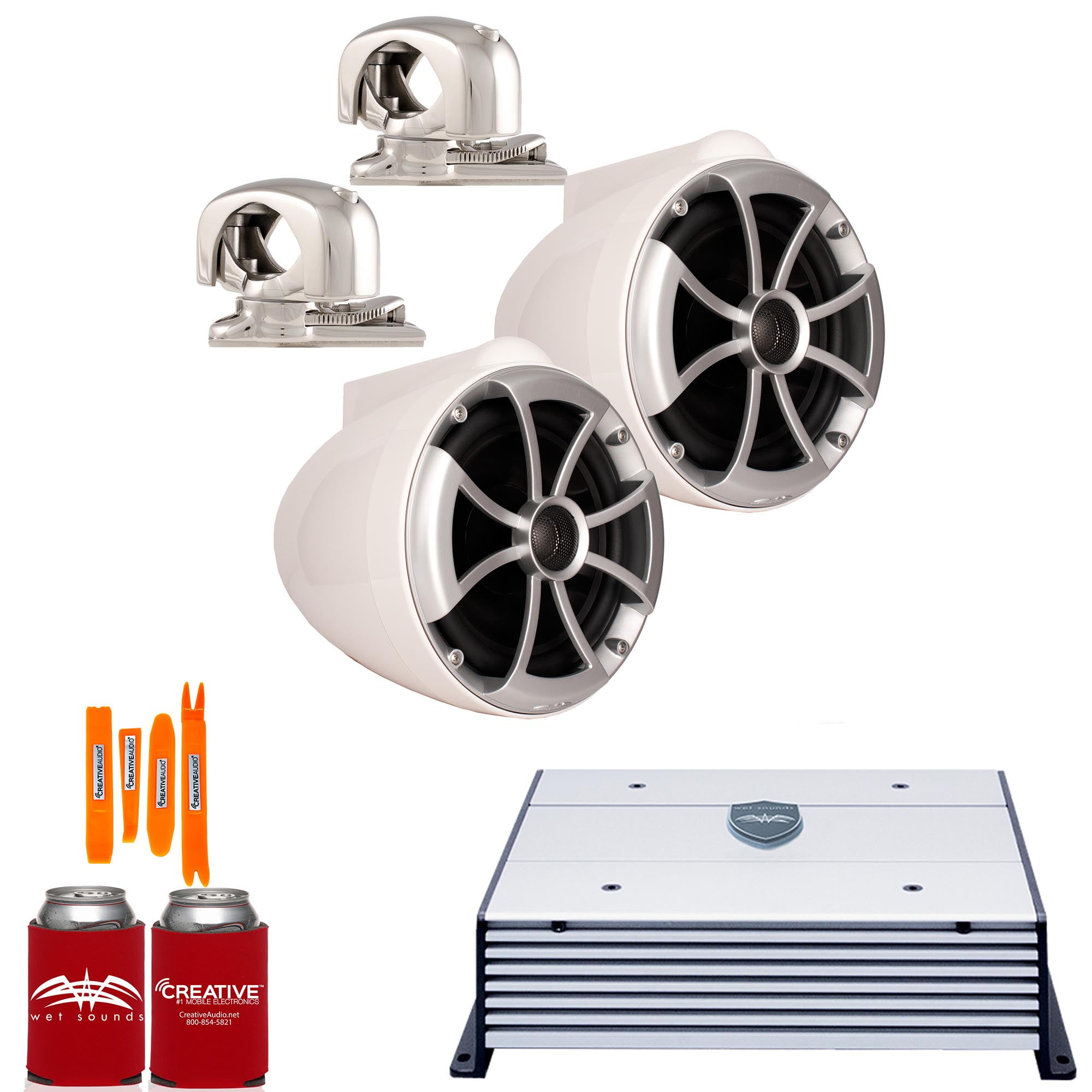 Wet Sounds ICON8W-SMINI White 8" Tower Speakers with MINI Stainless ...