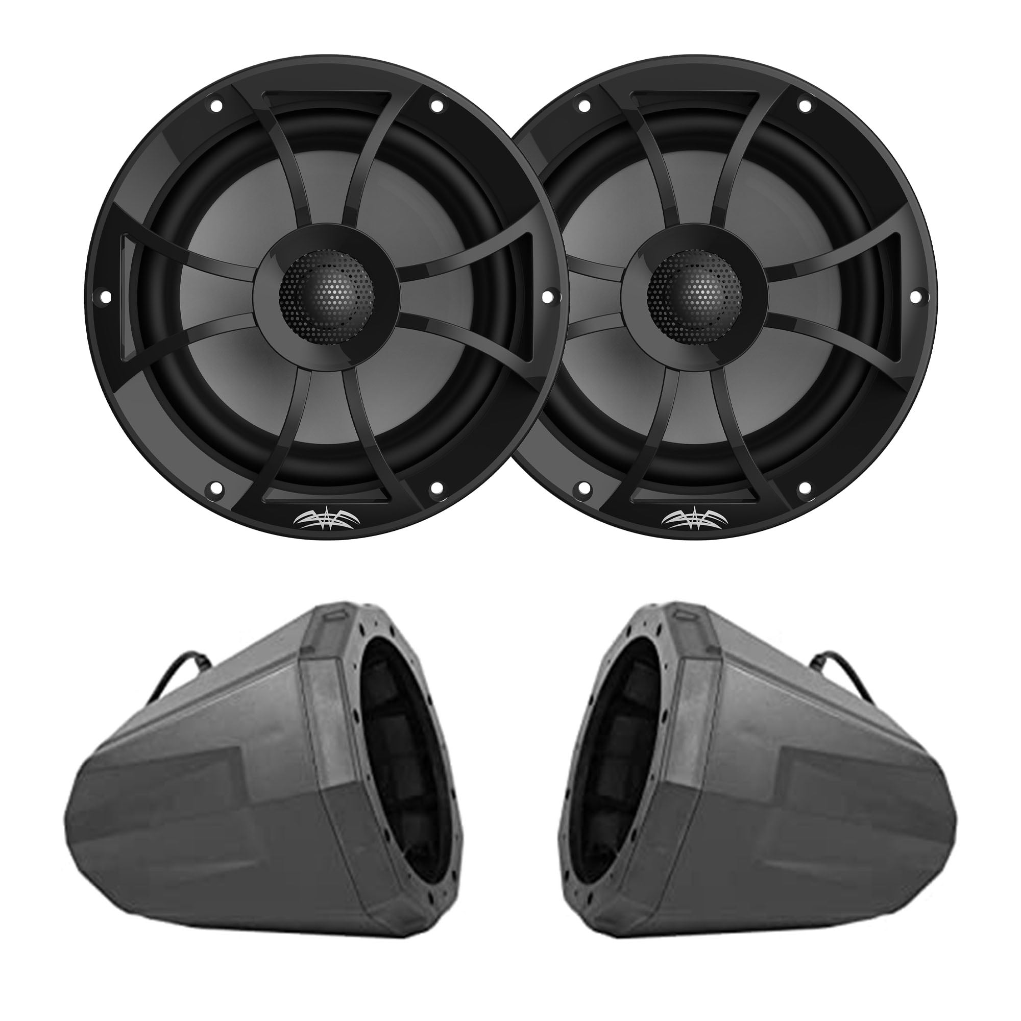 Wet Sounds RECON8-BG-RGB 8" Black Grill RGB Marine Speakers with US2 ...