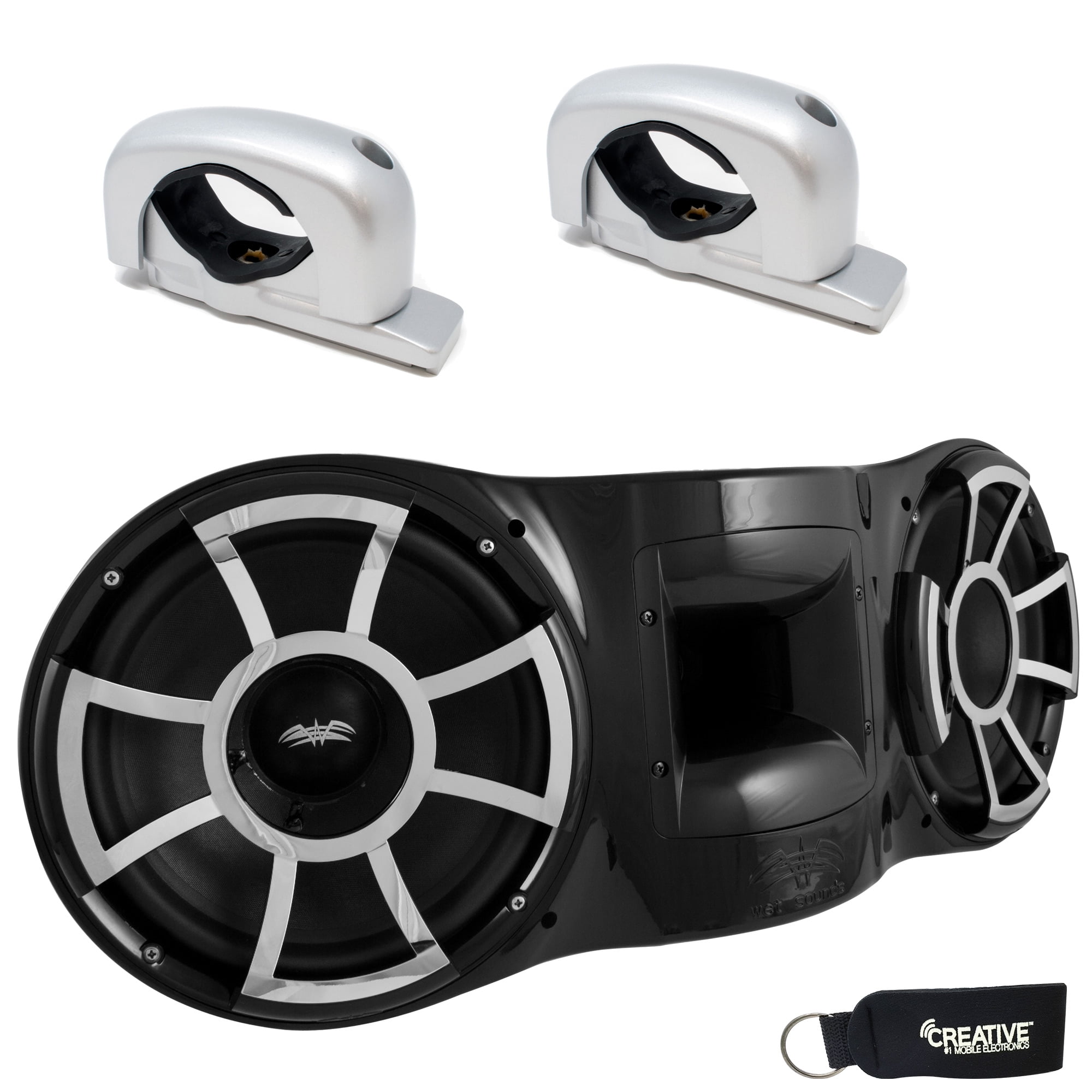 Wet Sounds - REV 410 Fixed Aluminum Clamp Tower Speaker, fits 1-7/8" to ...