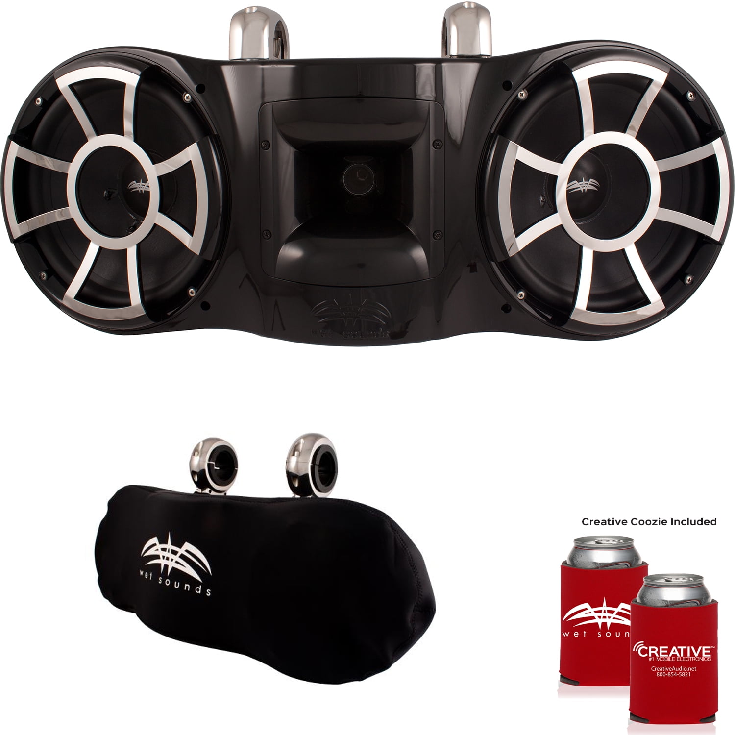 Wet Sounds REV 410 Fixed Clamp Tower Speakers with Wet Sounds Suitz ...