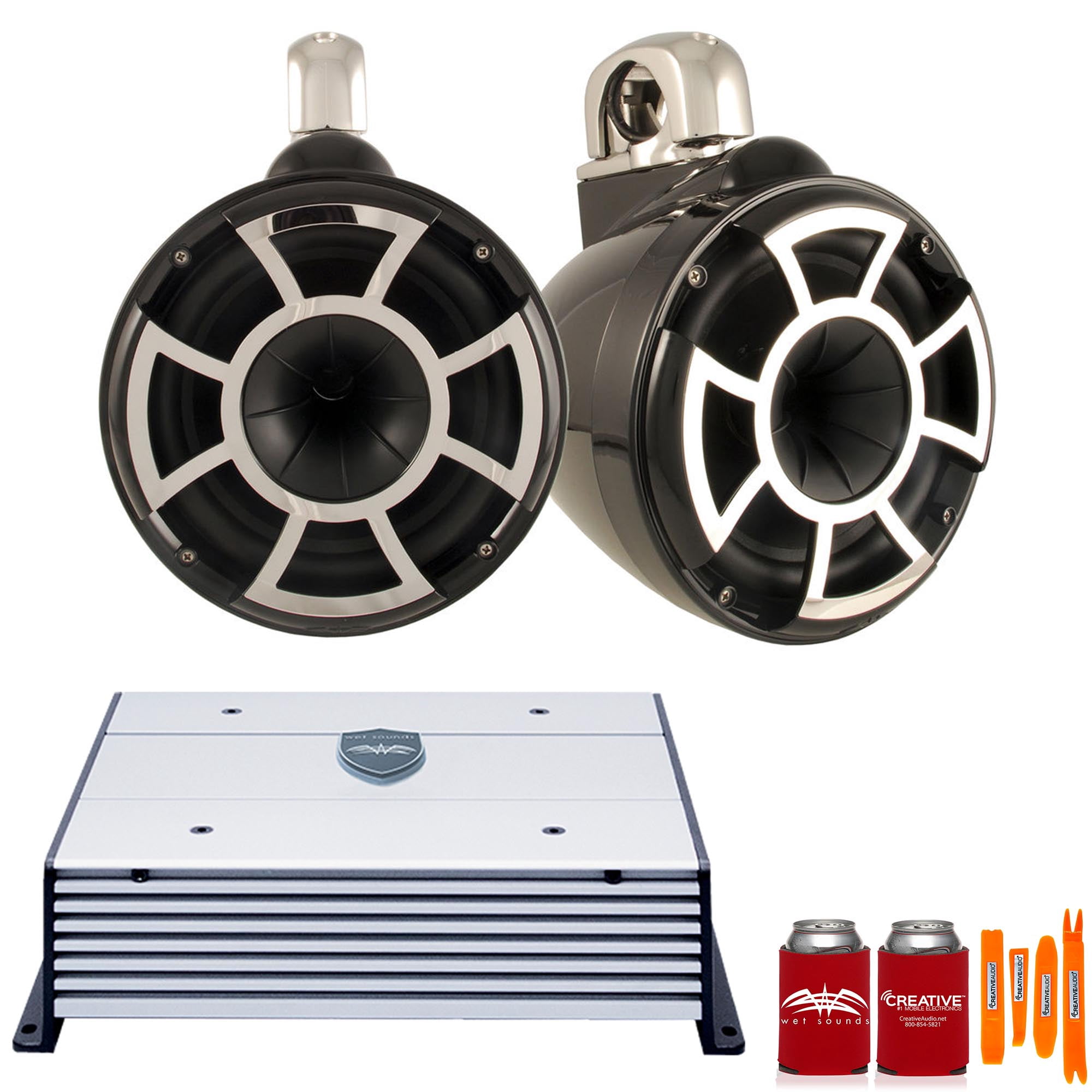 Wet Sounds REV10B-FC Black 10" Tower speakers with Fixed Stainless ...