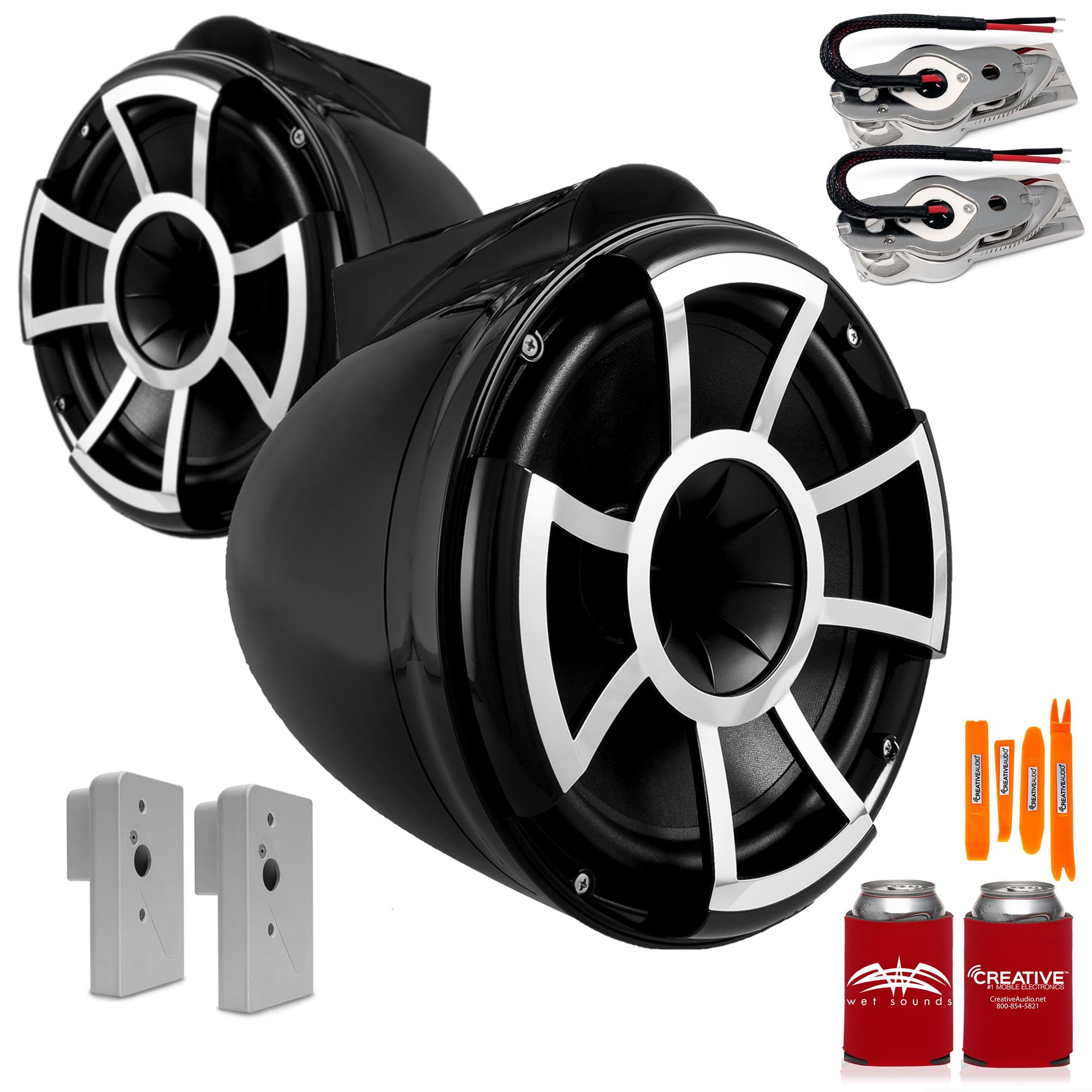 Wet Sounds REV10B-SBM 10" Black Swivel Tower Speakers with 2019 ...