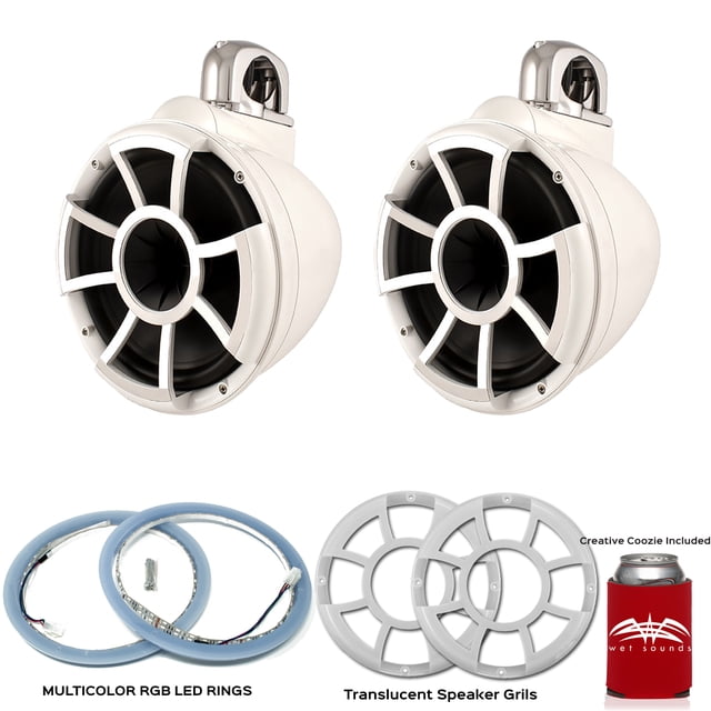 Wet Sounds REV10W-FC Fixed Clamp Tower Speakers with LEDKITREV10-RGB ...