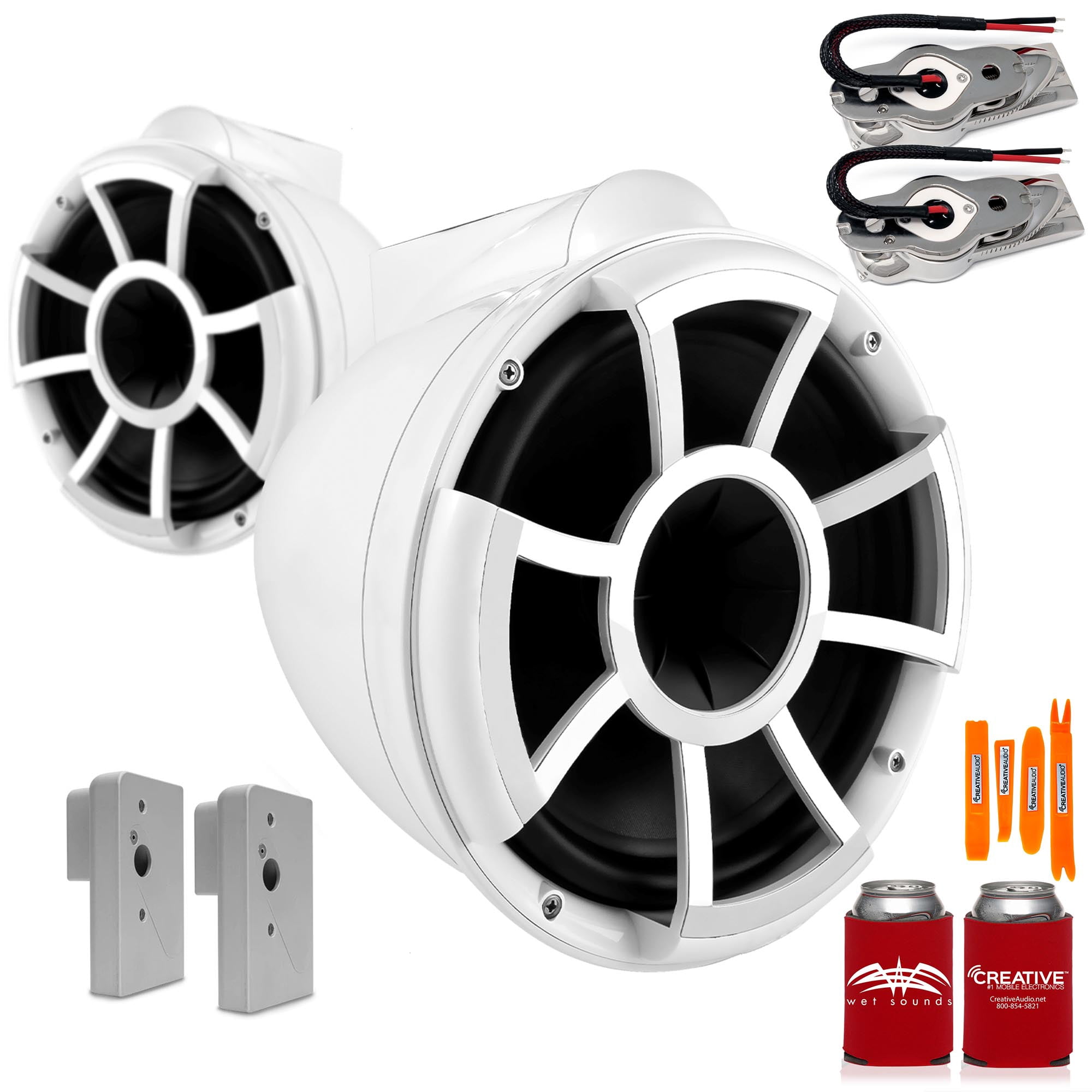 Wet Sounds REV10W-SBM 10" White Swivel Tower Speakers with 2019 ...