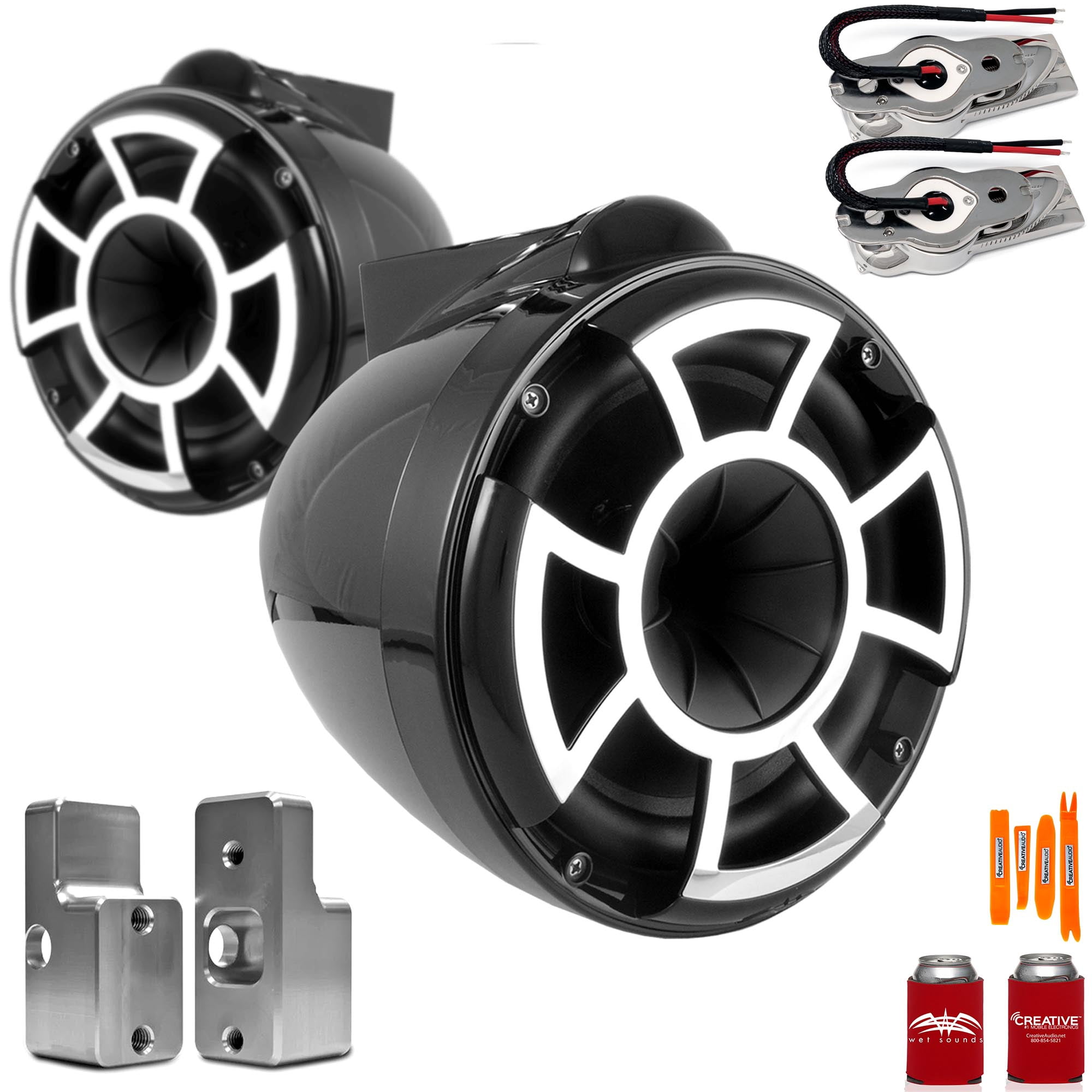 Wet Sounds REV8B-SBM 8" Black Swivel Tower Speakers with Nautique G ...