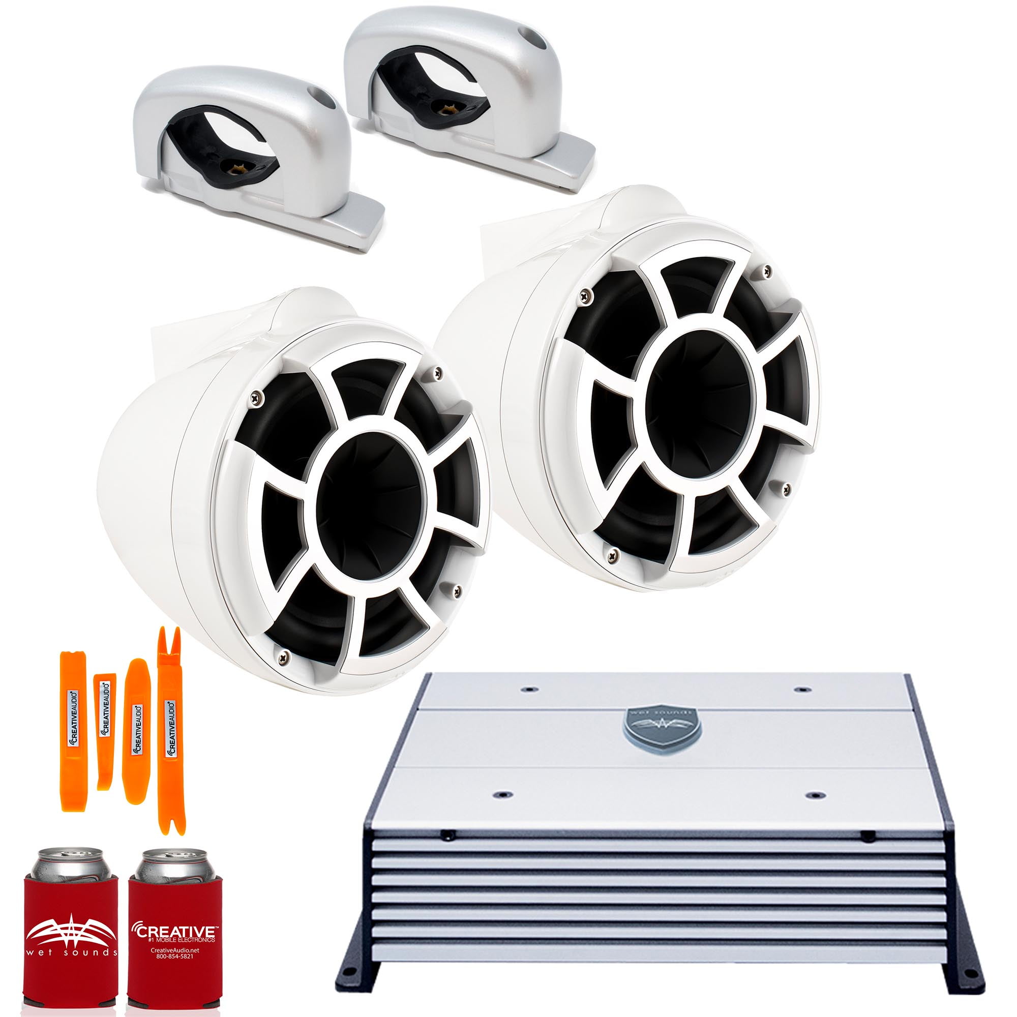 Wet Sounds REV8W-FC-SA White 8" Tower speakers with Silver Aluminum ...