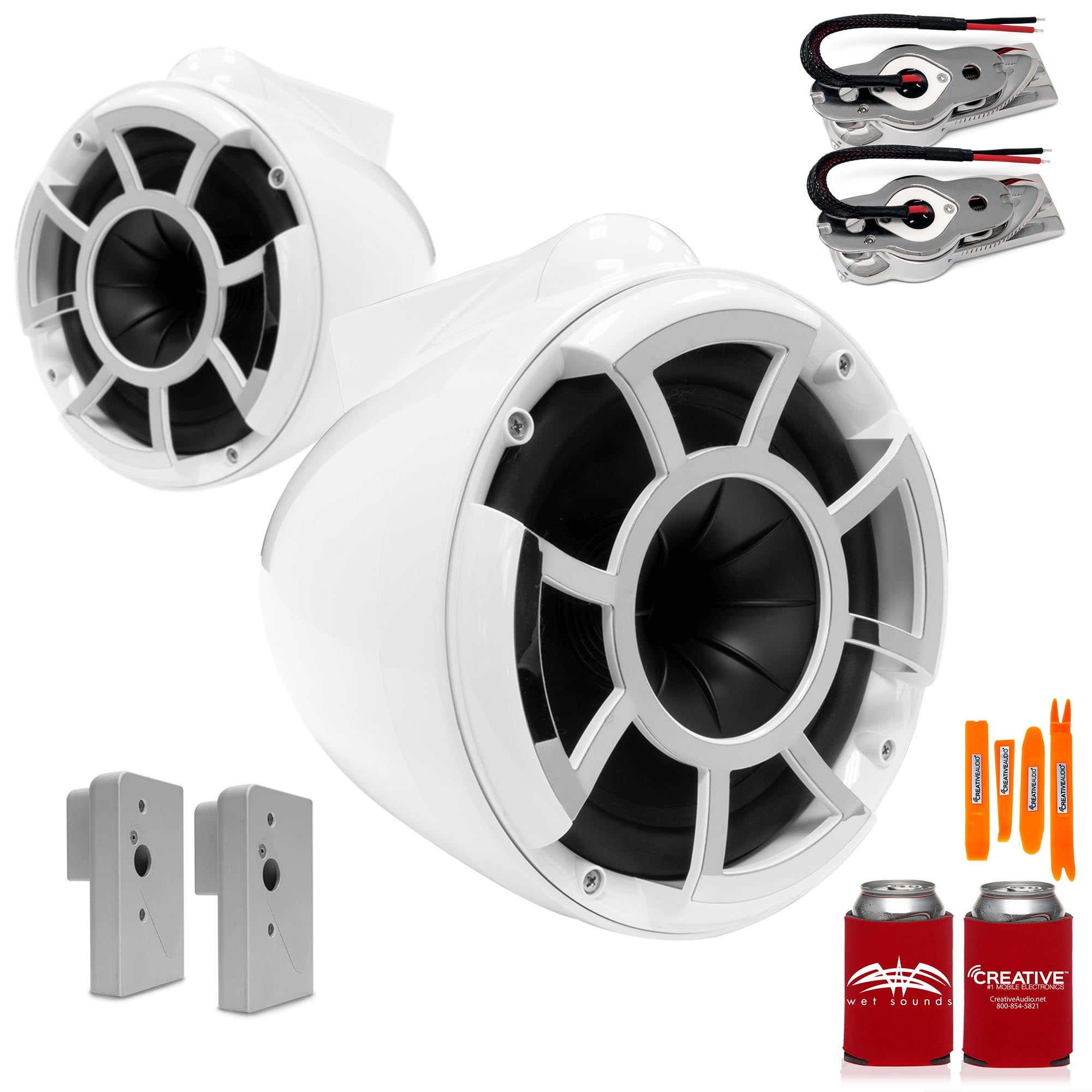 Wet Sounds REV8W-SBM 8" White Swivel Tower Speakers with 2019+ Nautique ...