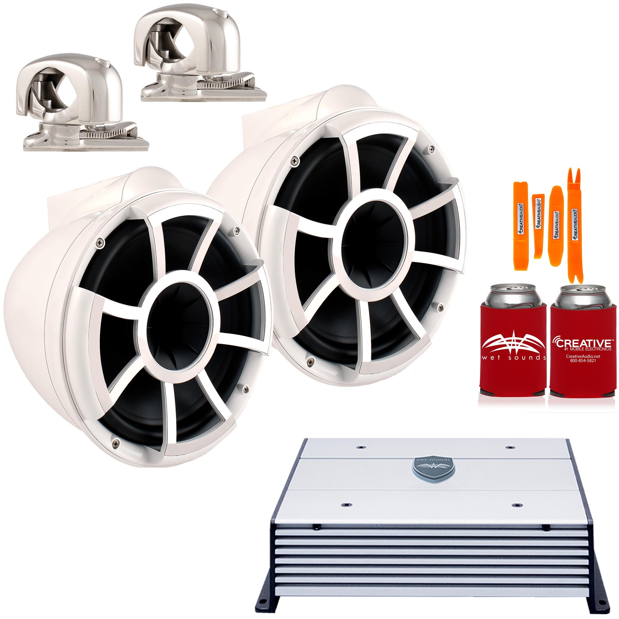 Wet Sounds REV8W-SMINI White 8" Tower Speakers with MINI Stainless ...