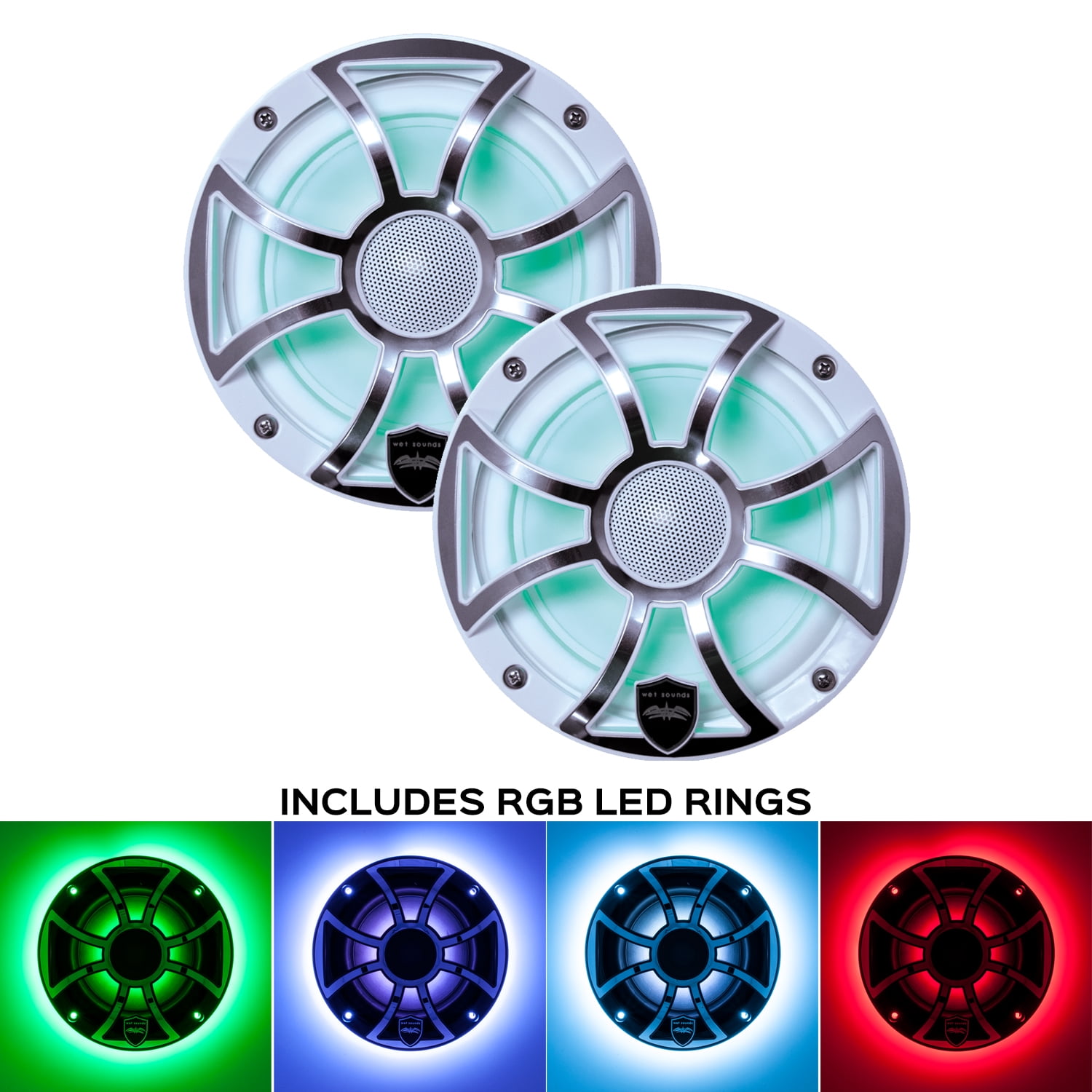 Wet Sounds REVO 6-XSW-SS White XS / Stainless Grill 6.5 Inch Marine LED ...
