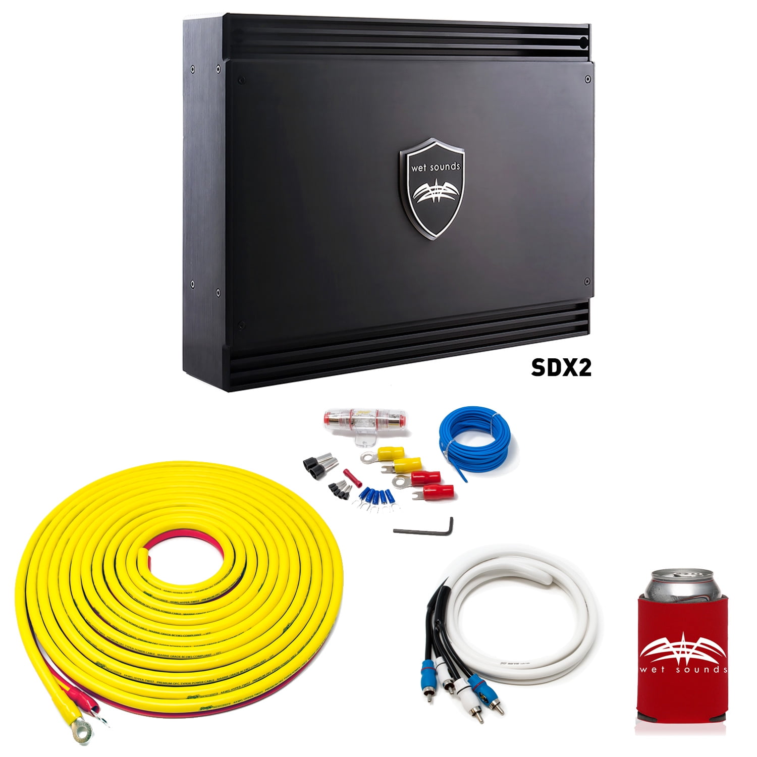 Wet Sounds Sinister SDX2 2-Channel Amplifier & Stinger 7-Meter 4-Gauge ...