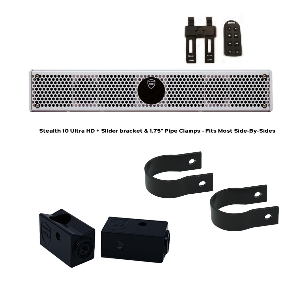 Wet Sounds Stealth 6 Ultra HD White + UTV Mounting Kit, Slider bracket ...