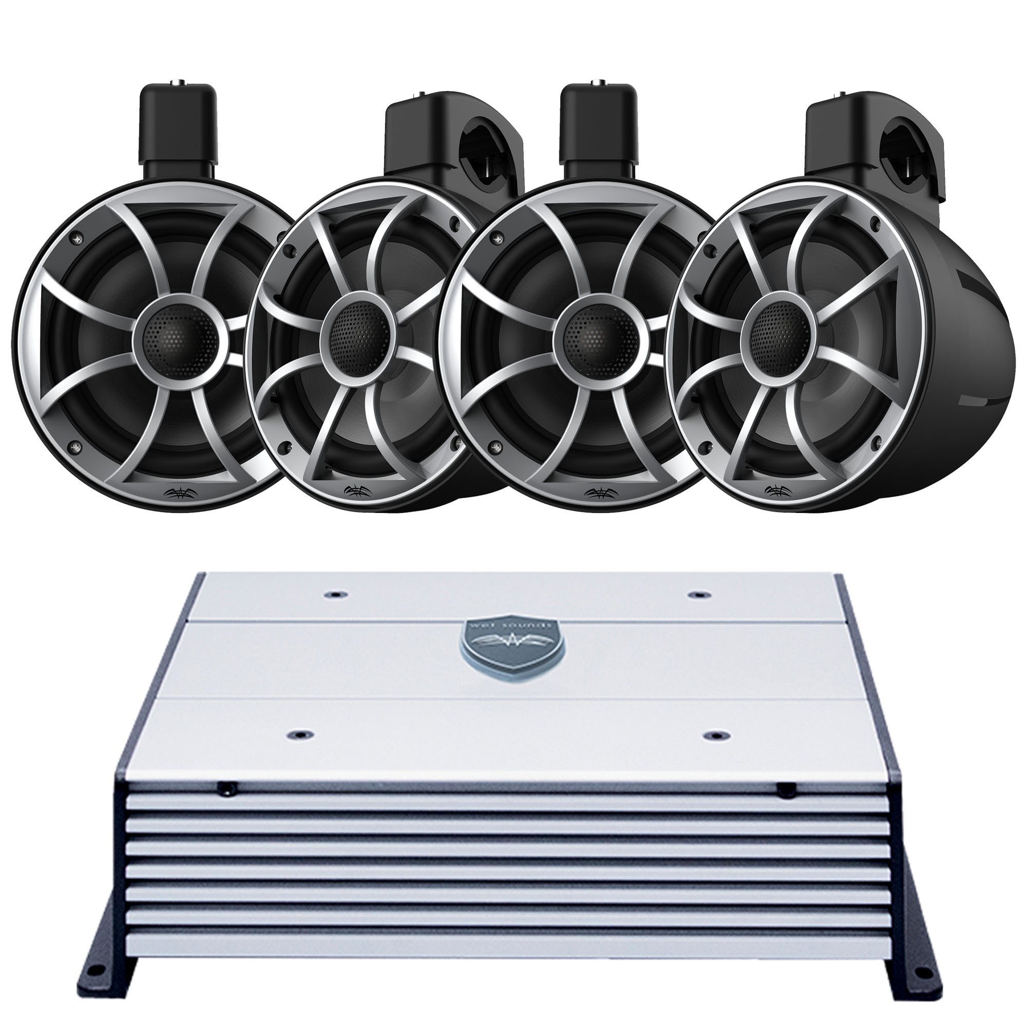 Wet Sounds UTV Package - HTX-4 4-Channel Marine Amp with 2X Pair (4 ...