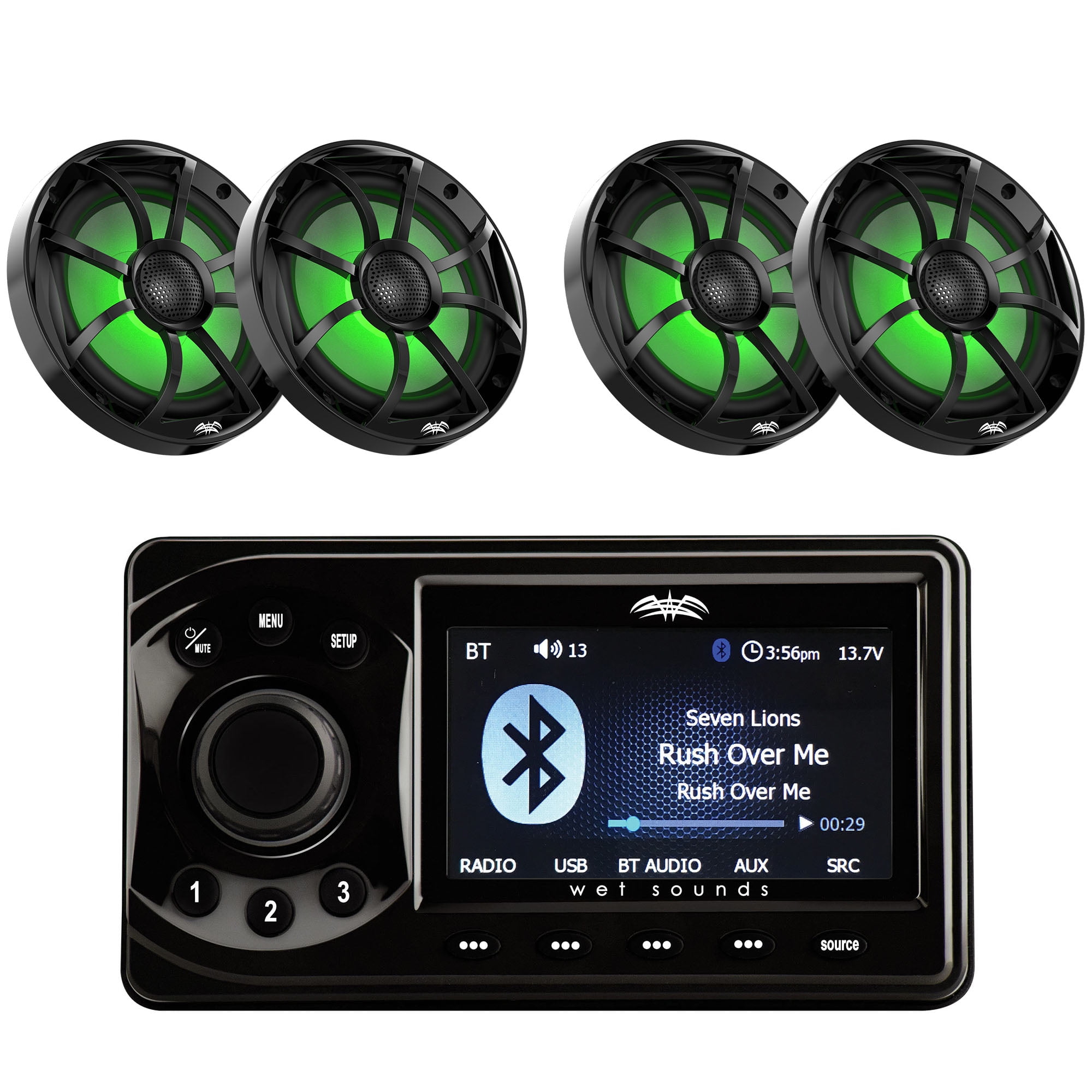 Wet Sounds WS-MC-1 4 Zone Bluetooth Marine Media Center with 5" LCD ...