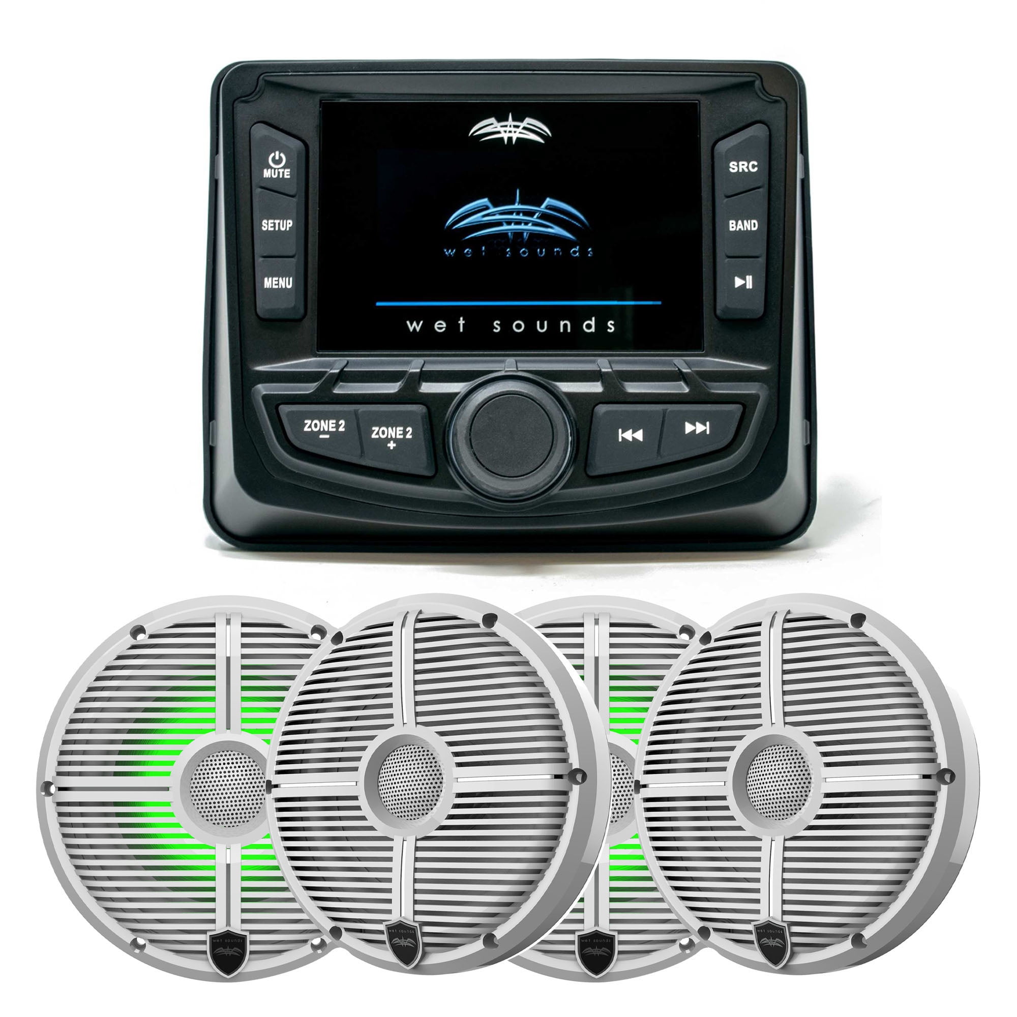 Wet Sounds WS-MC-2 Marine Radio with 2 Pairs Wet Sounds RECON 6 XW-W ...