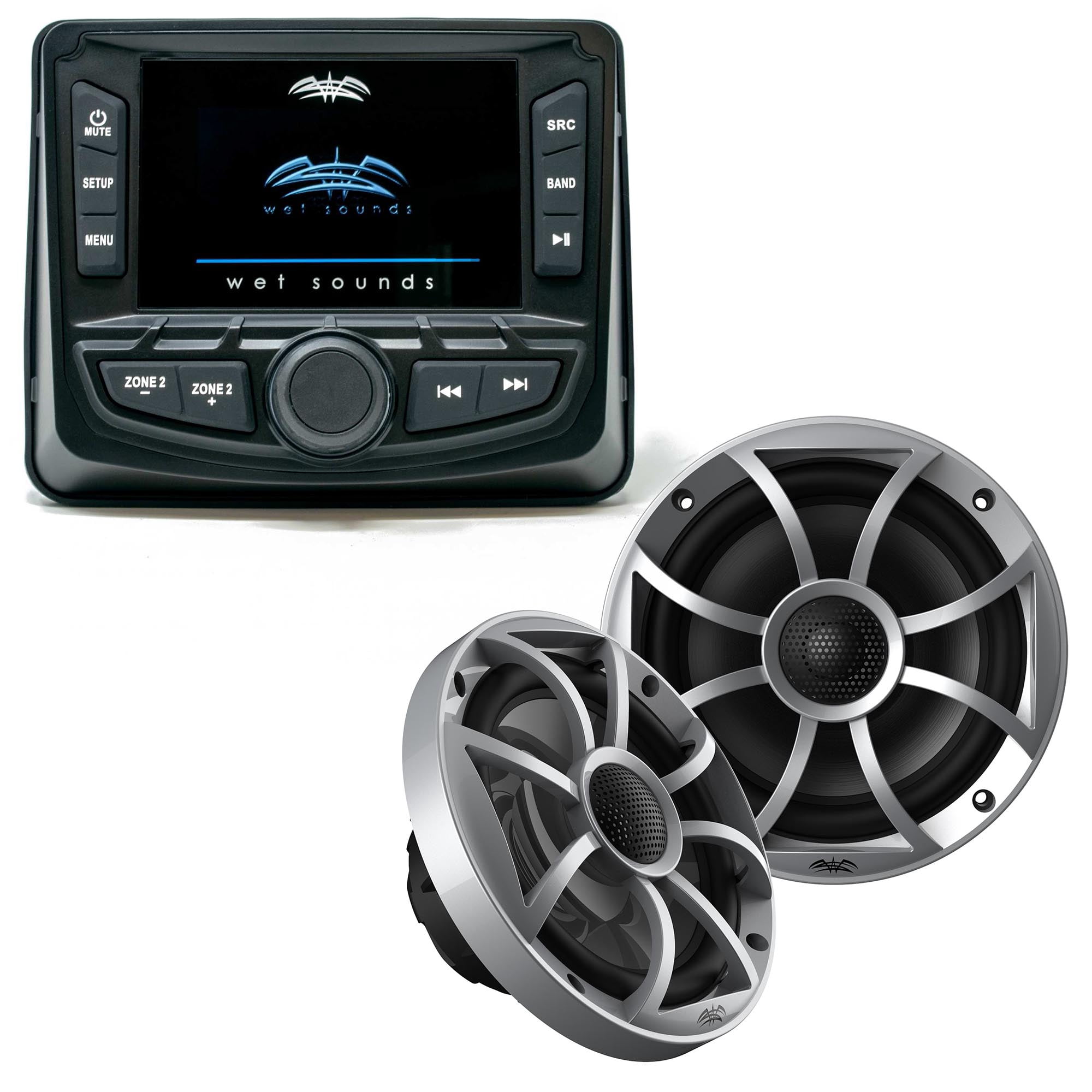 Wet Sounds WS-MC-2 Marine Radio with 1 Pair Wet Sounds OEM Replacement ...