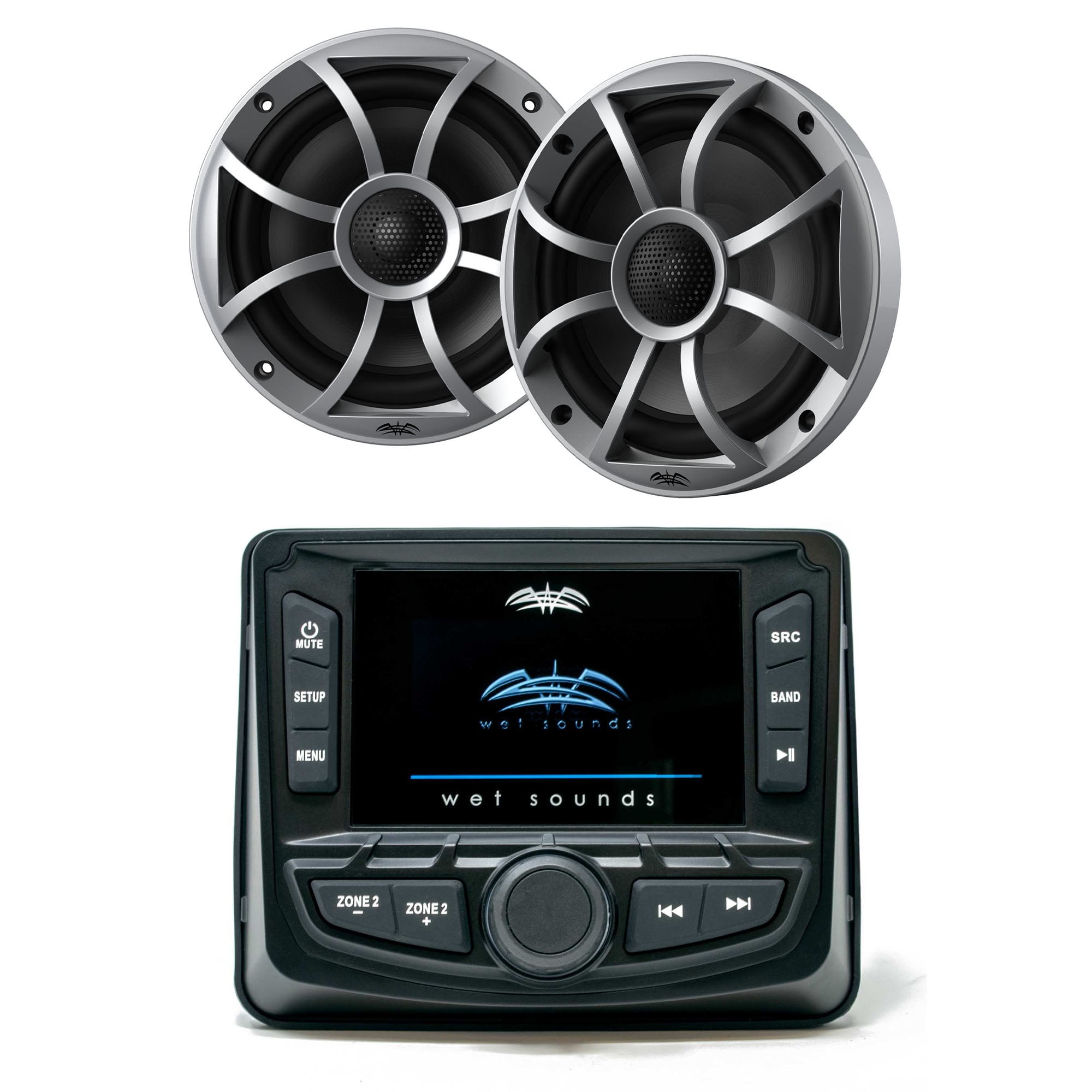 Wet Sounds WS-MC-2 Marine Radio with 1 Pair Wet Sounds RECON 6-S Recon ...