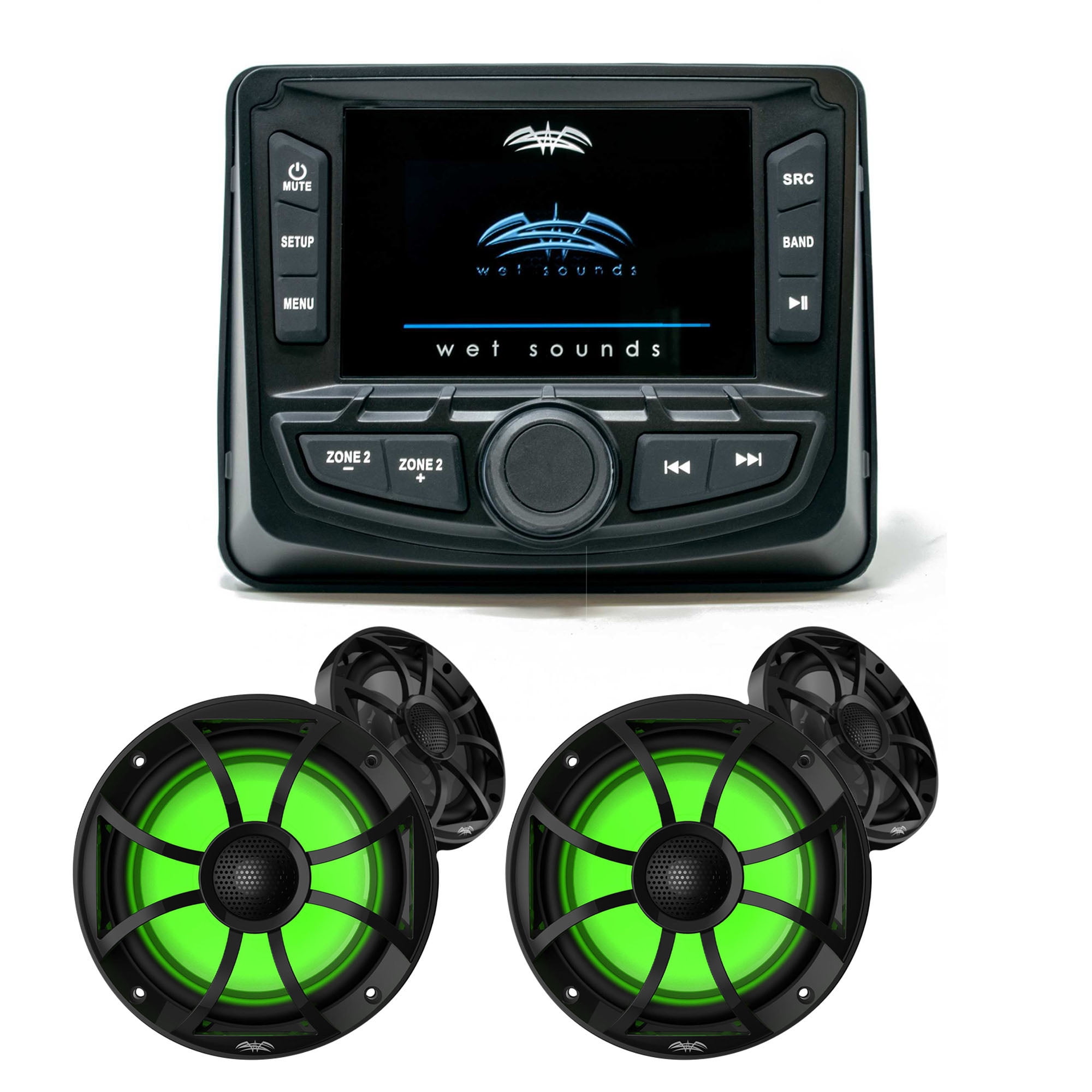 Wet Sounds WS-MC-2 Marine Radio & Waterproof Boat Audio System Package ...
