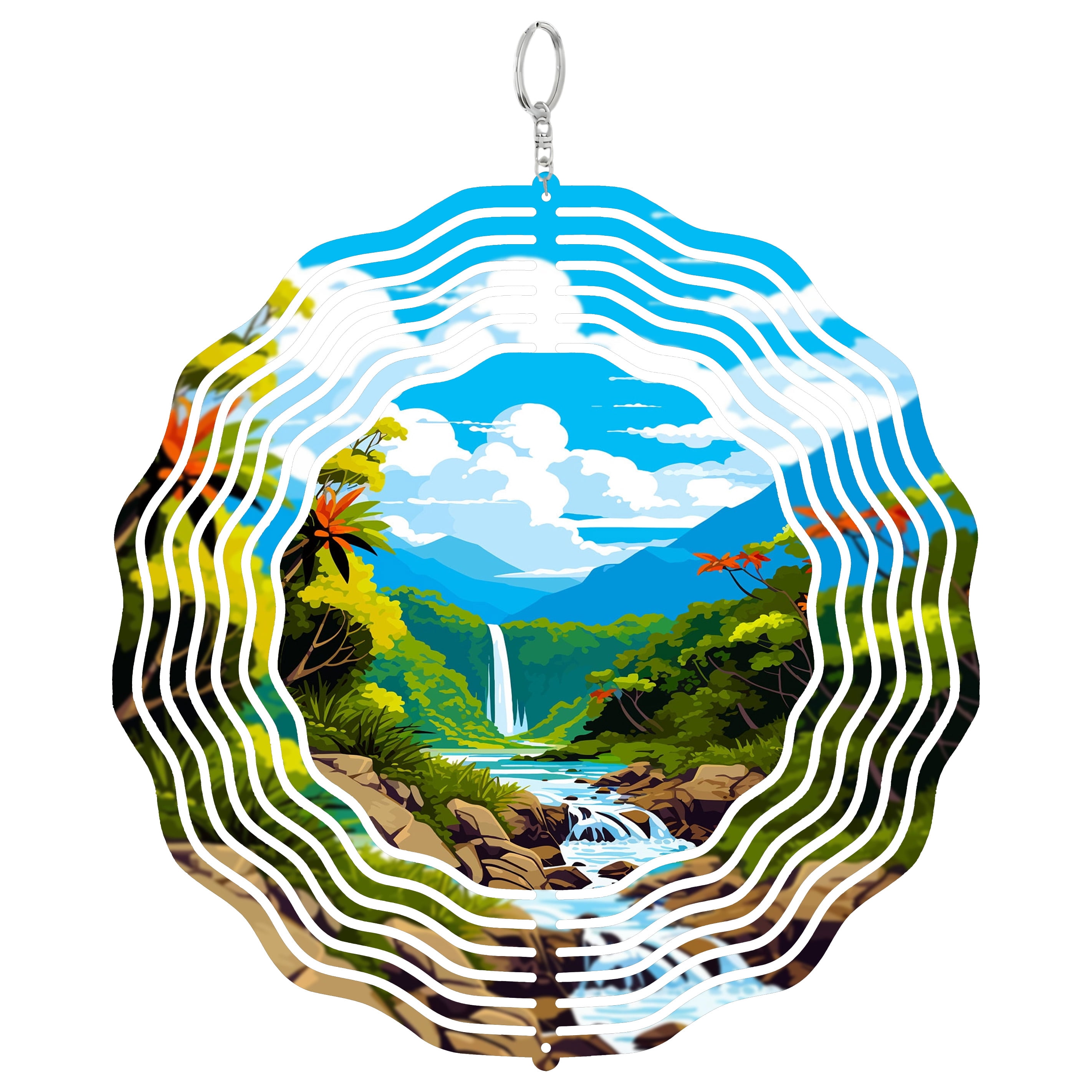 Wet Tropics Queensland Waterfall 3D Wind Spinner Metal Hanging ...