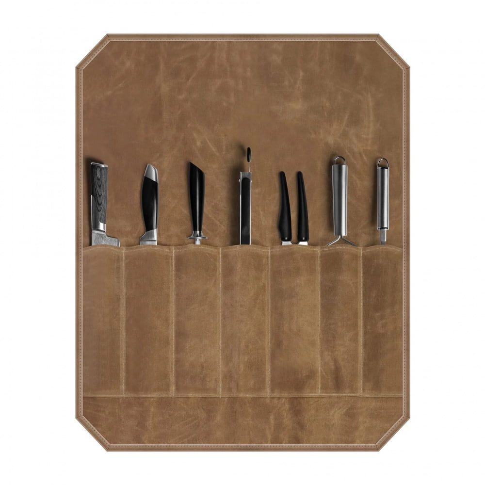 Wet Wax Canvas Knife Storage Bag - Portable for Chef, Picnic, Camping ...