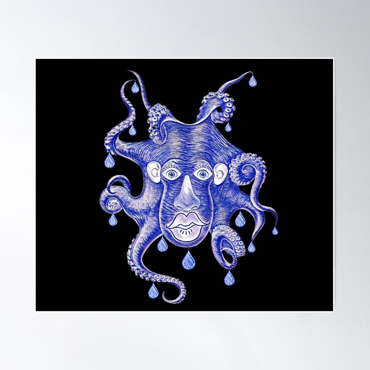 Wet Willy Pen Art Octopus Poster Wall Art, Modern Wall Decor For Living ...