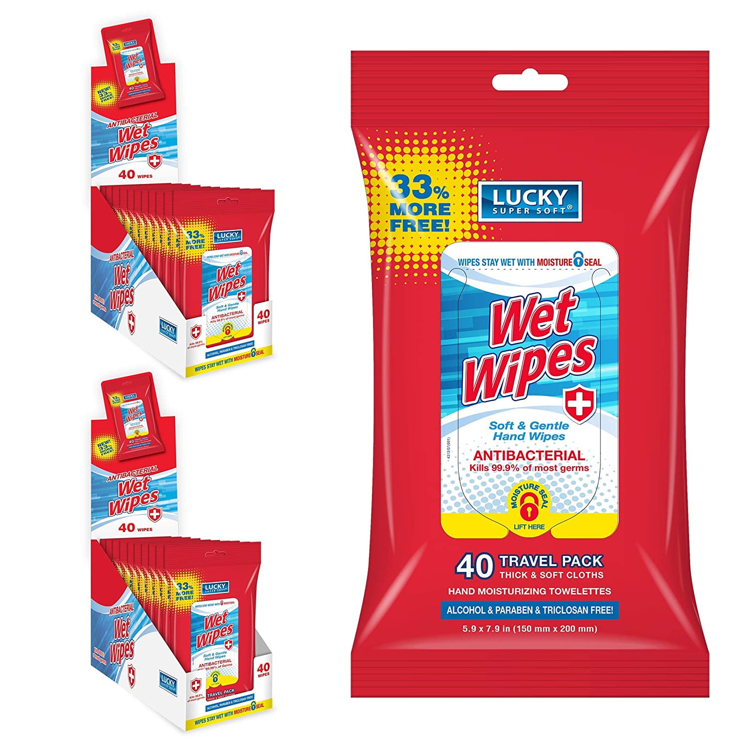 Wet Wipes by Lucky Super Soft, Hand Moisturizing Towelettes, Clean Your ...