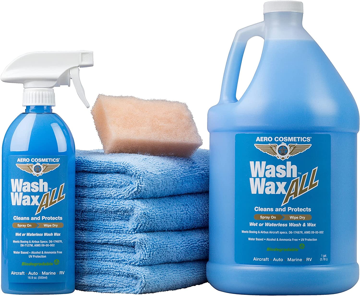 Wet or Waterless Wash Wax Kit 144oz UV Protection. Cleans, Protects ...