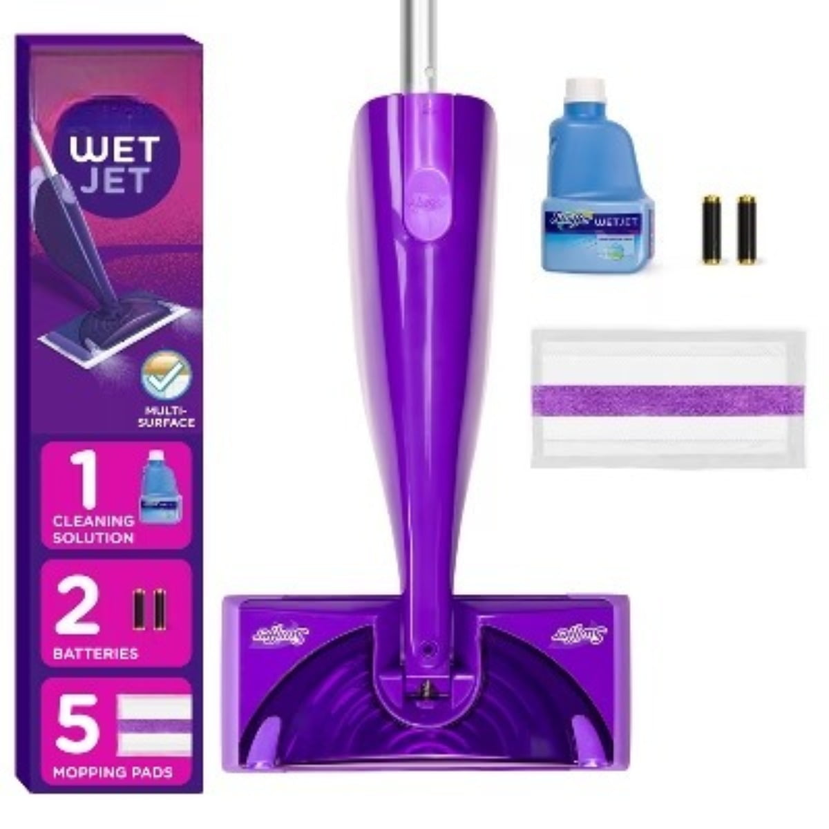 WetJet Floor Mop Starter Kit (1 Spray Mop, 5 Mopping Pads, 1 Floor ...