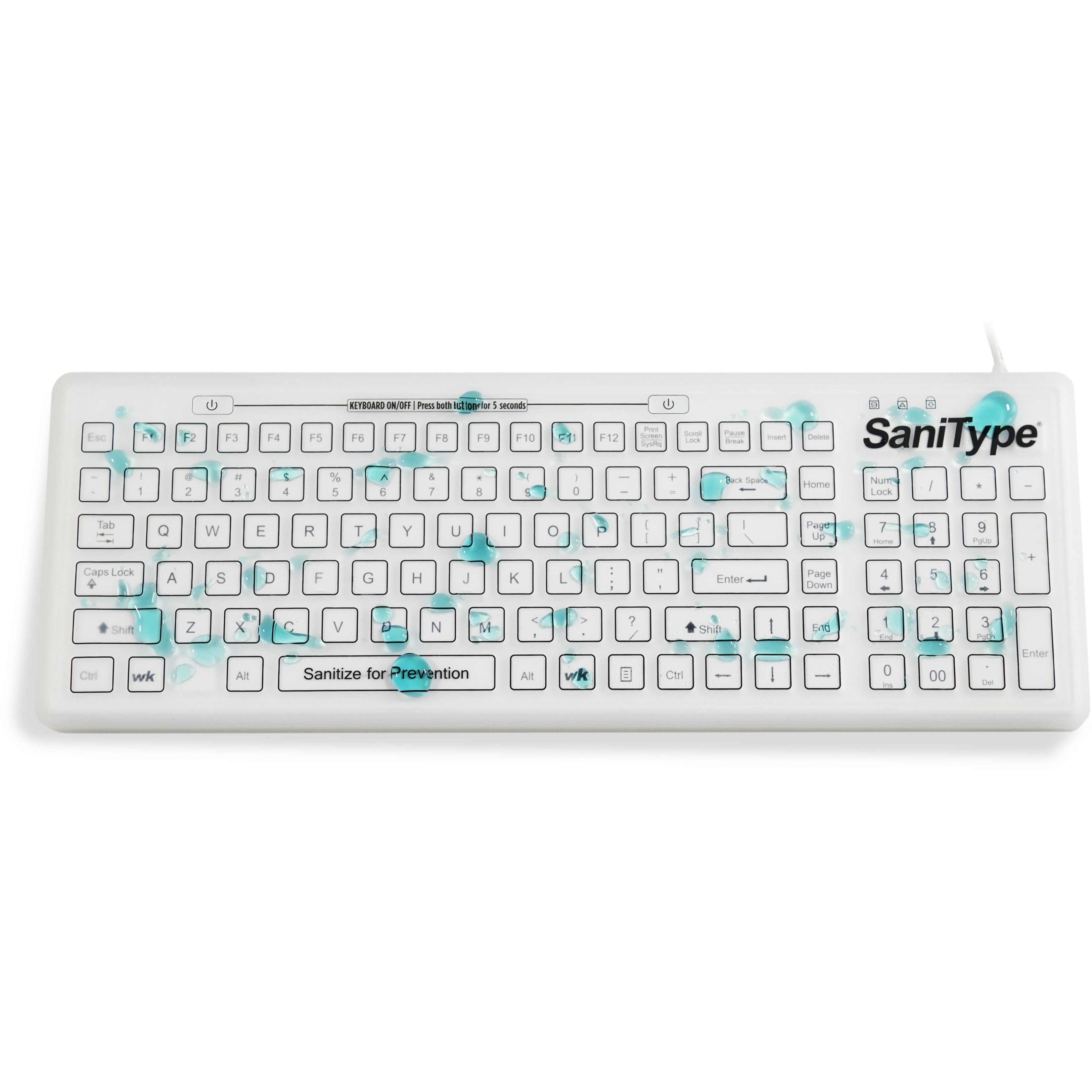 WetKeys SaniType "Swipe Clean" Smooth Surface Washable Keyboard, White ...