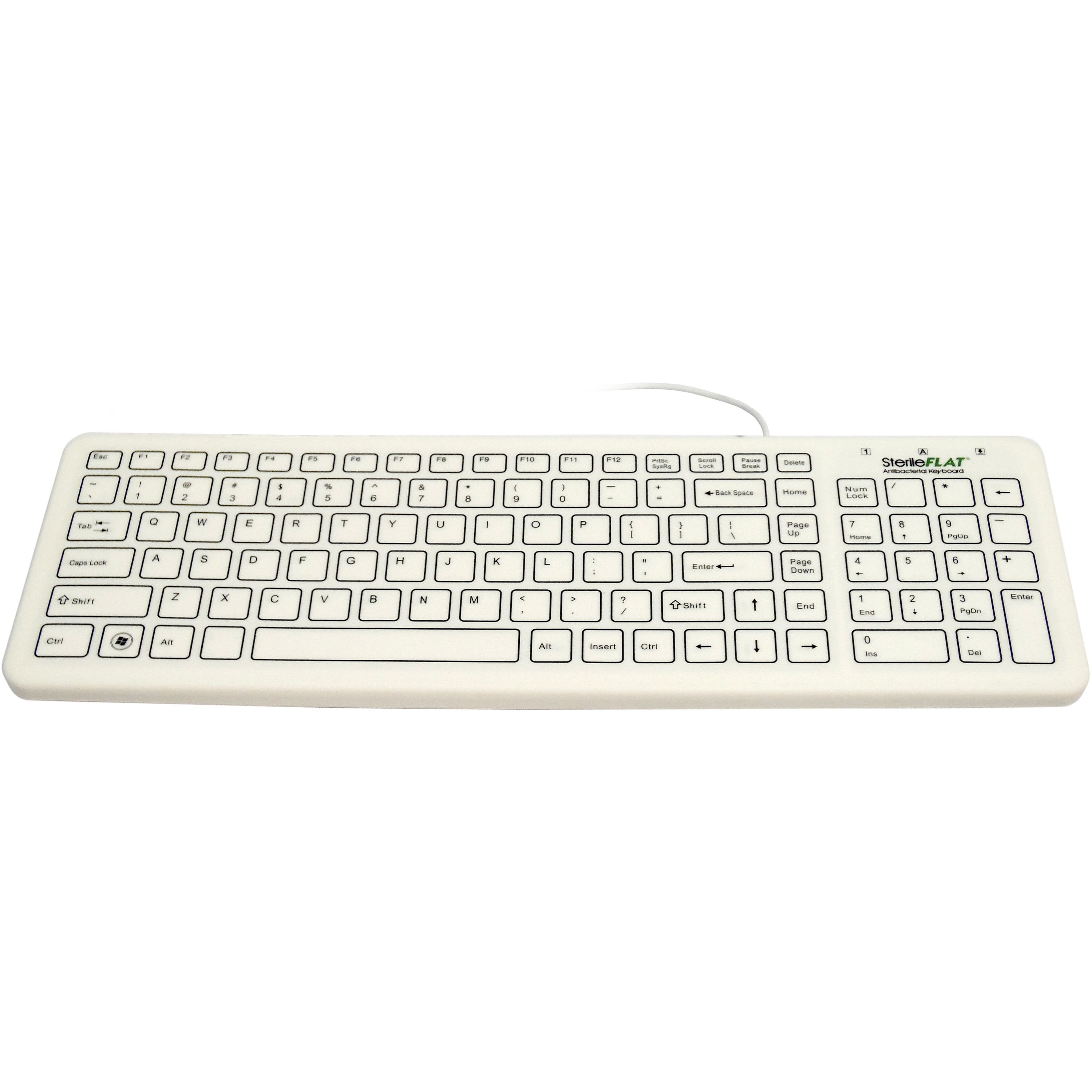 SterileFLAT Antibacterial Medical Washable Keyboard (USB) (White ...
