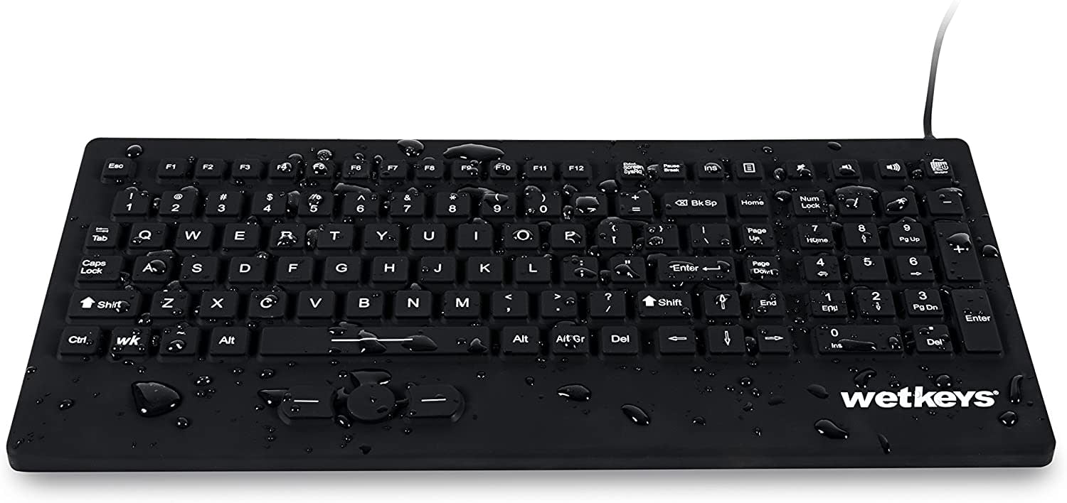 WetKeys Waterproof Rugged-Point Industrial-Grade USB Keyboard w/Track ...