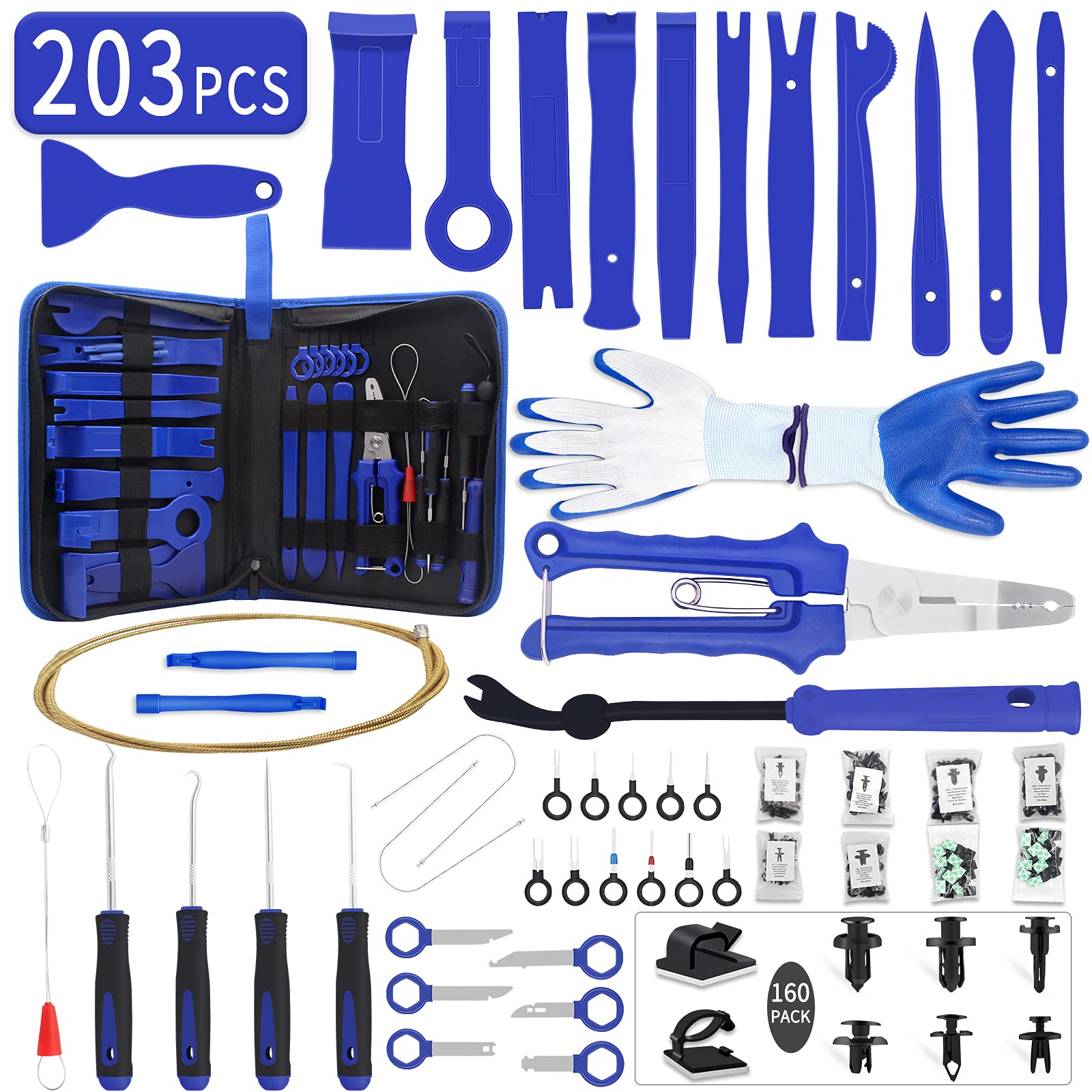 Wetado 203Pcs Trim Removal SSF20 Tool Kit, Car Removal Tool Set, Auto ...