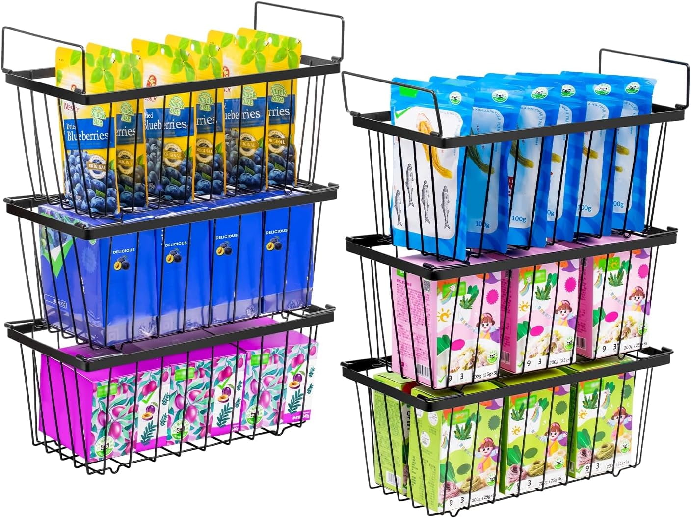 Wetheny Freezer Organizer Bins With Side Handle -6 Pack Stackable Chest ...