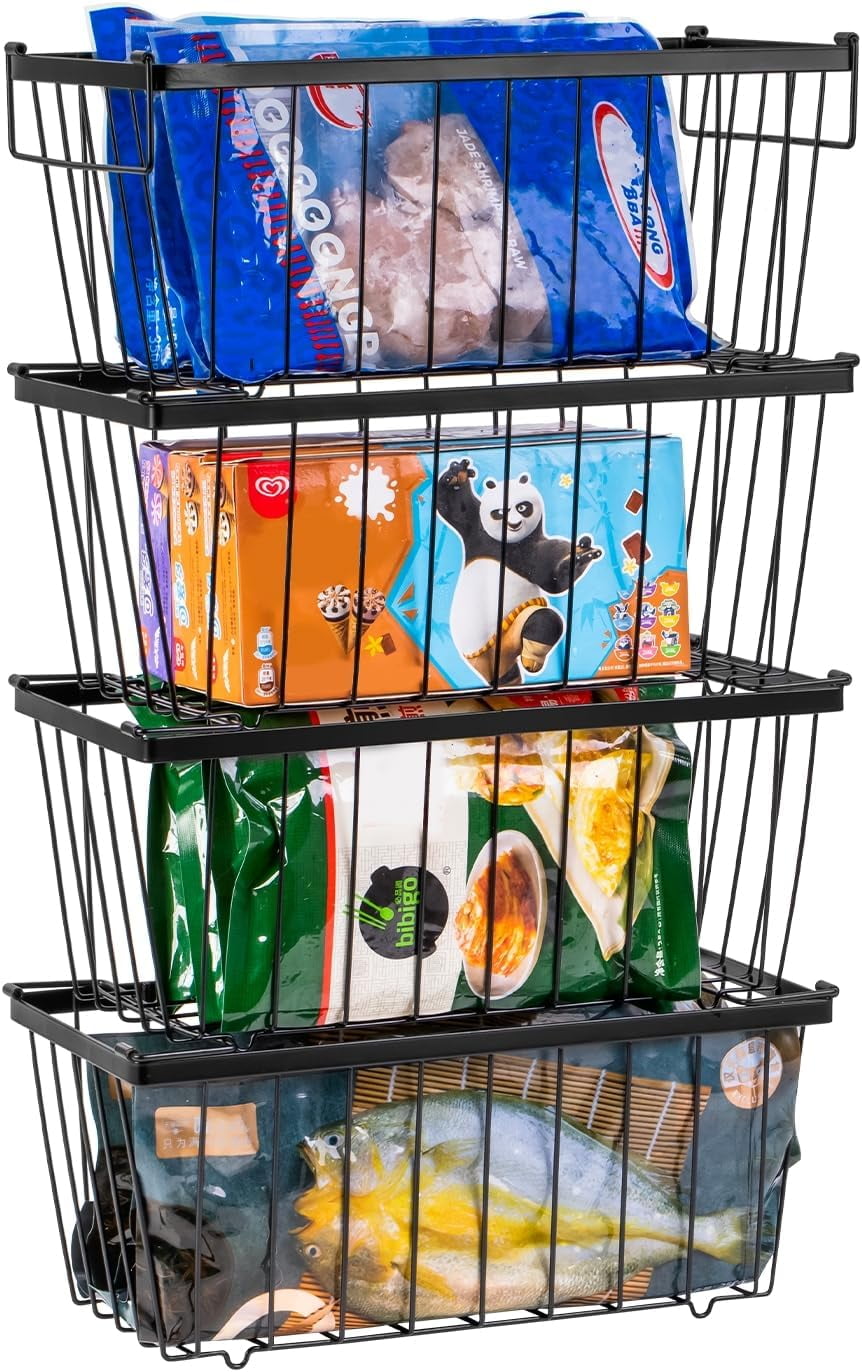 Wetheny Freezer Organizer Bins With Side Handle -8 Pack Stackable Chest ...