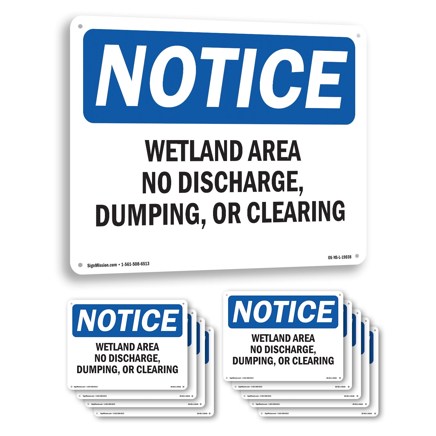 Wetland Area No Discharge Dumping Or Clearing OSHA Notice Rigid Plastic ...