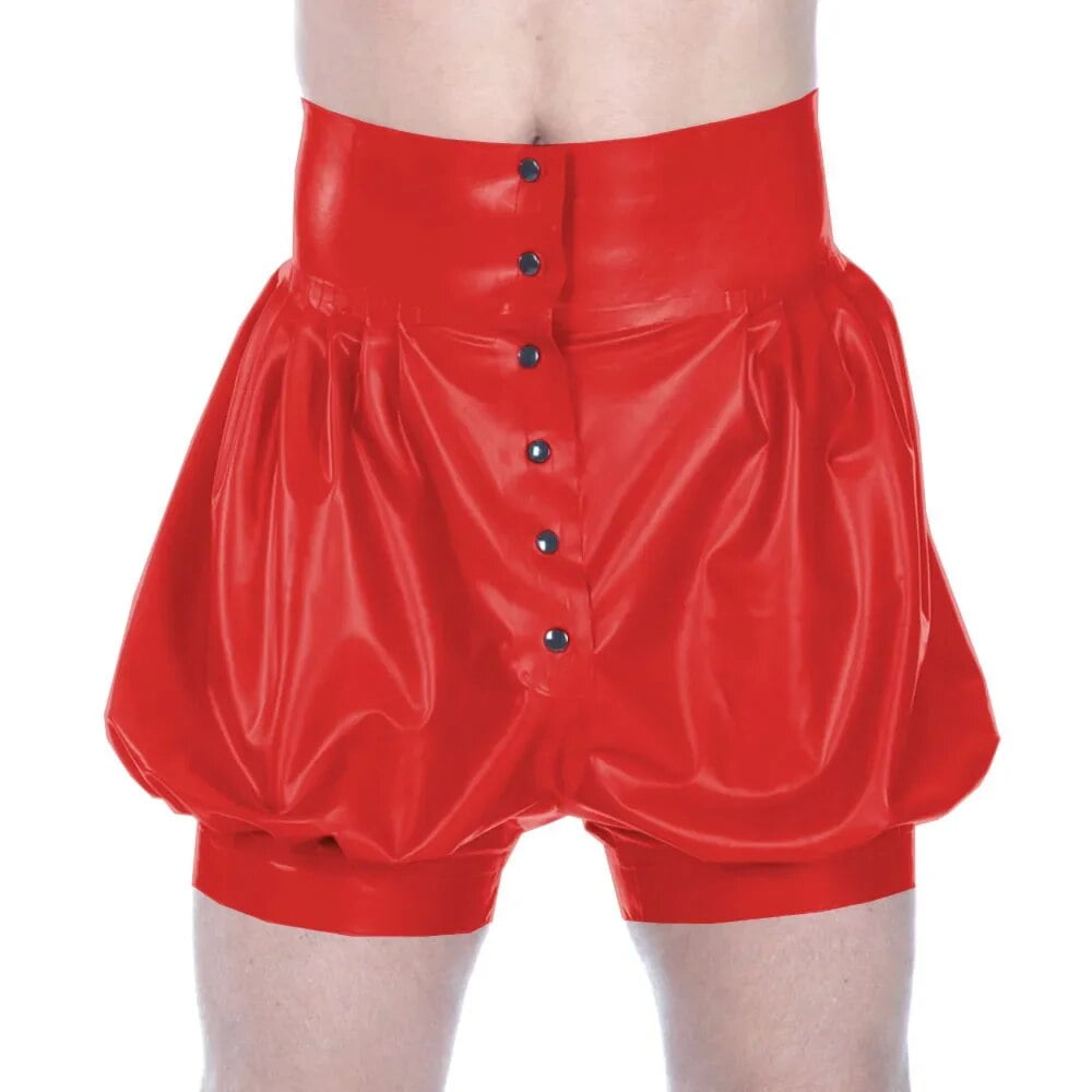 Wetlook High Waist Button-up Glossy PVC Leather Shorts Bloomers Pumpkin ...