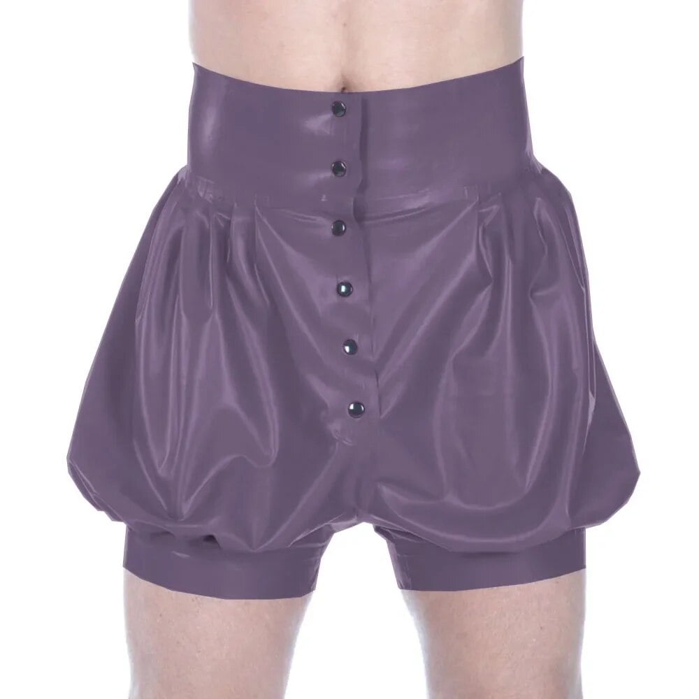 Wetlook High Waist Button-up Glossy PVC Leather Shorts Bloomers Pumpkin ...