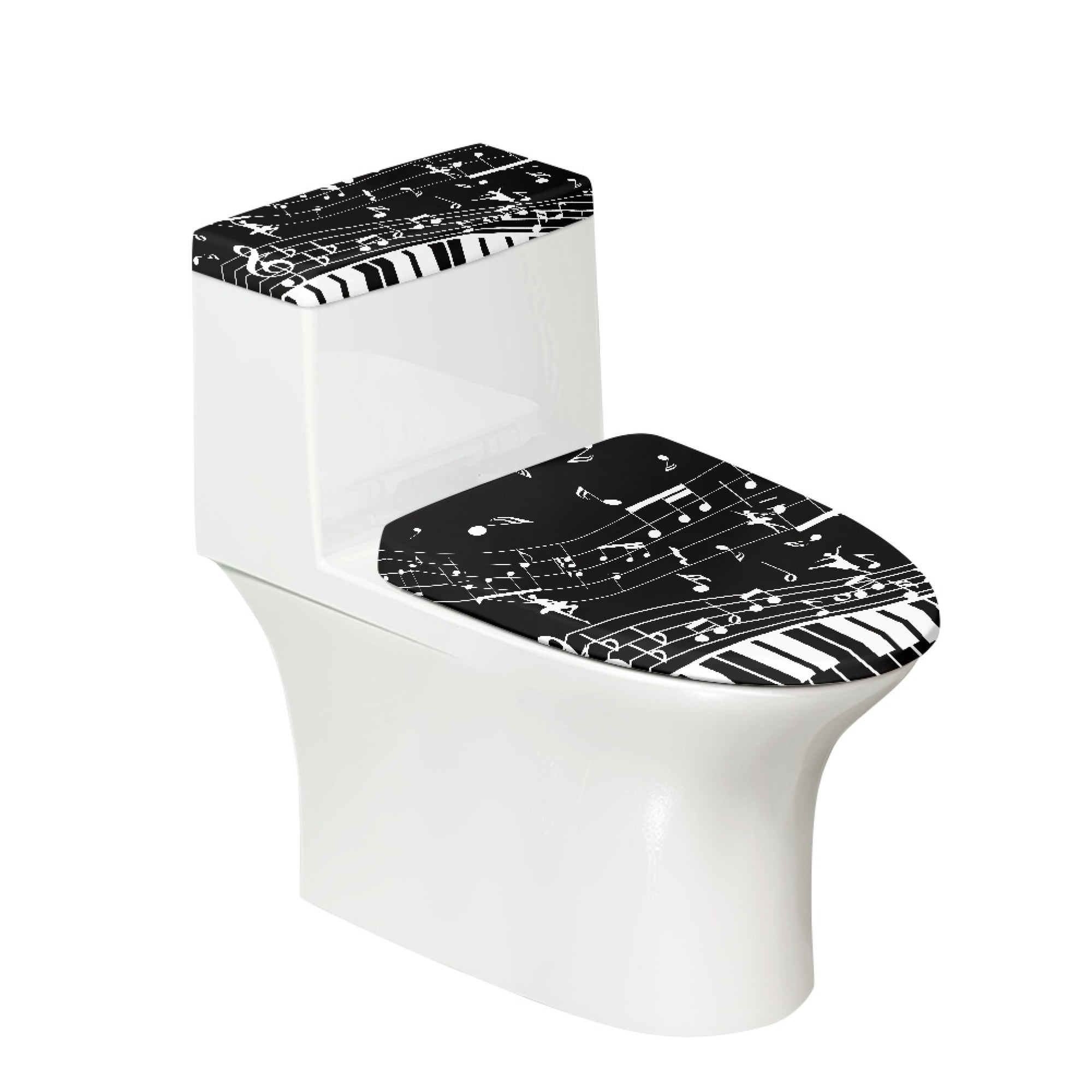 FORUDESIGNS Piano Key Music Notes Pattern 2 Pack Toilet Lid Cover with ...