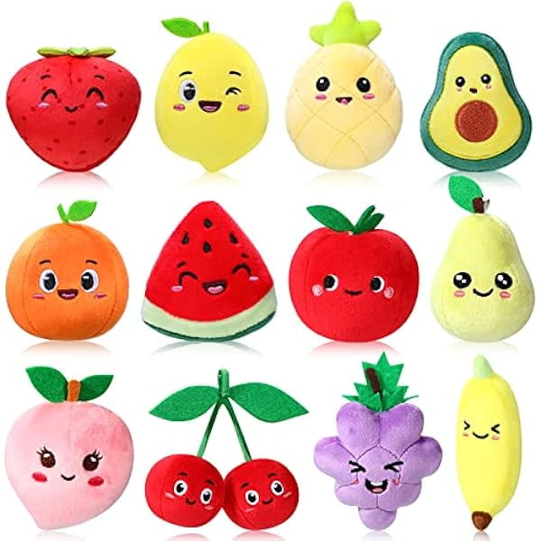 Wettarn 12 Pieces Cute Fruit Plush Toys Colorful Stuffed Fruits Soft ...